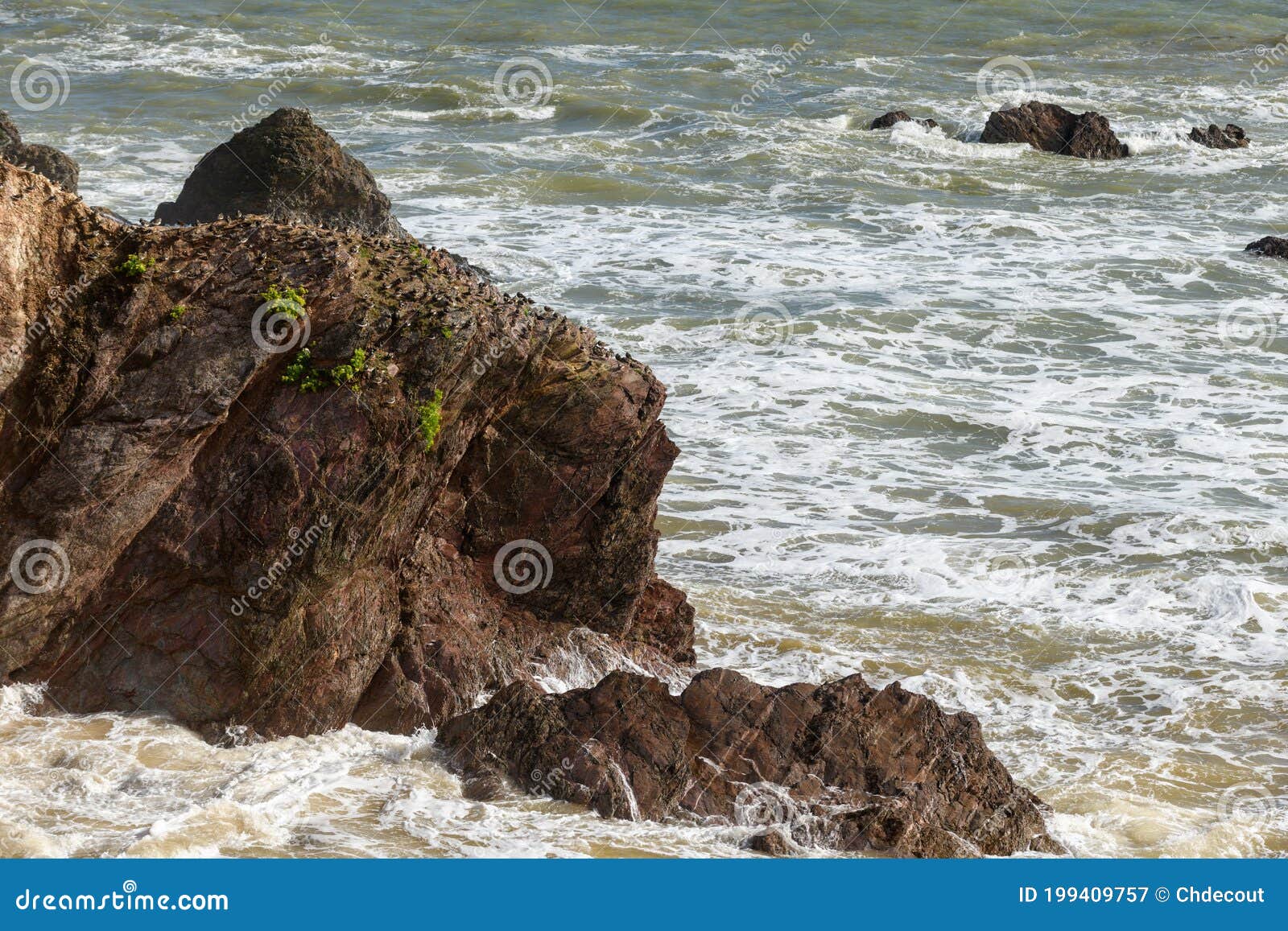 Breaking Waves on a Rock in the Atlantic Ocean on the French Coast ...