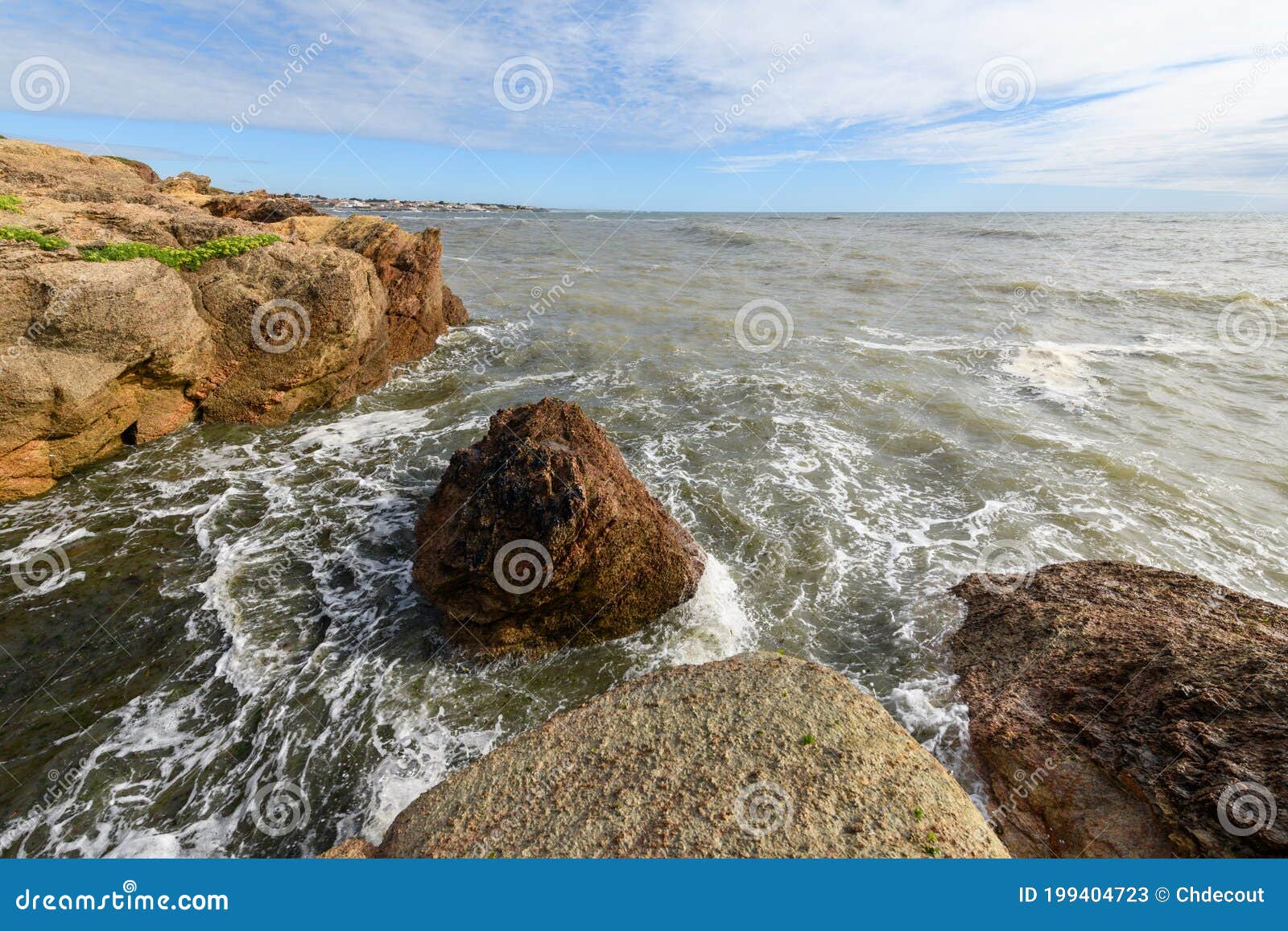 Breaking Waves on the Rocks of a Cliff on the French Atlantic Coast ...