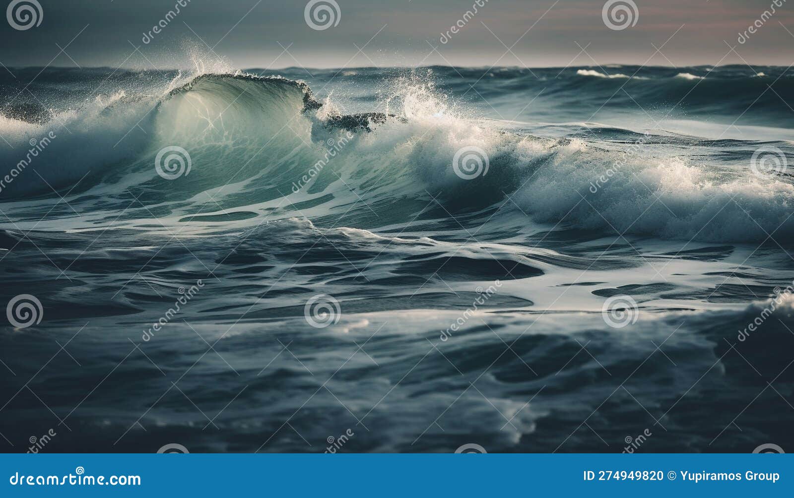 Breaking Waves Spray Liquid, Danger in Motion Generated by AI Stock ...