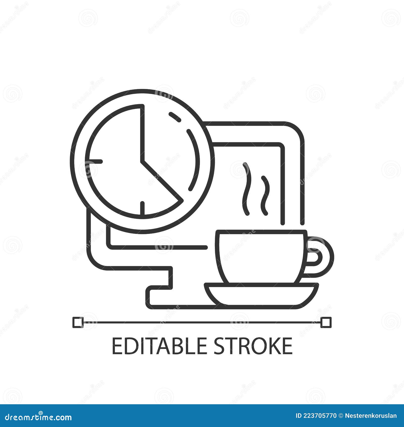 Breaks in Work Graphic Linear Icon Stock Vector - Illustration of hour ...