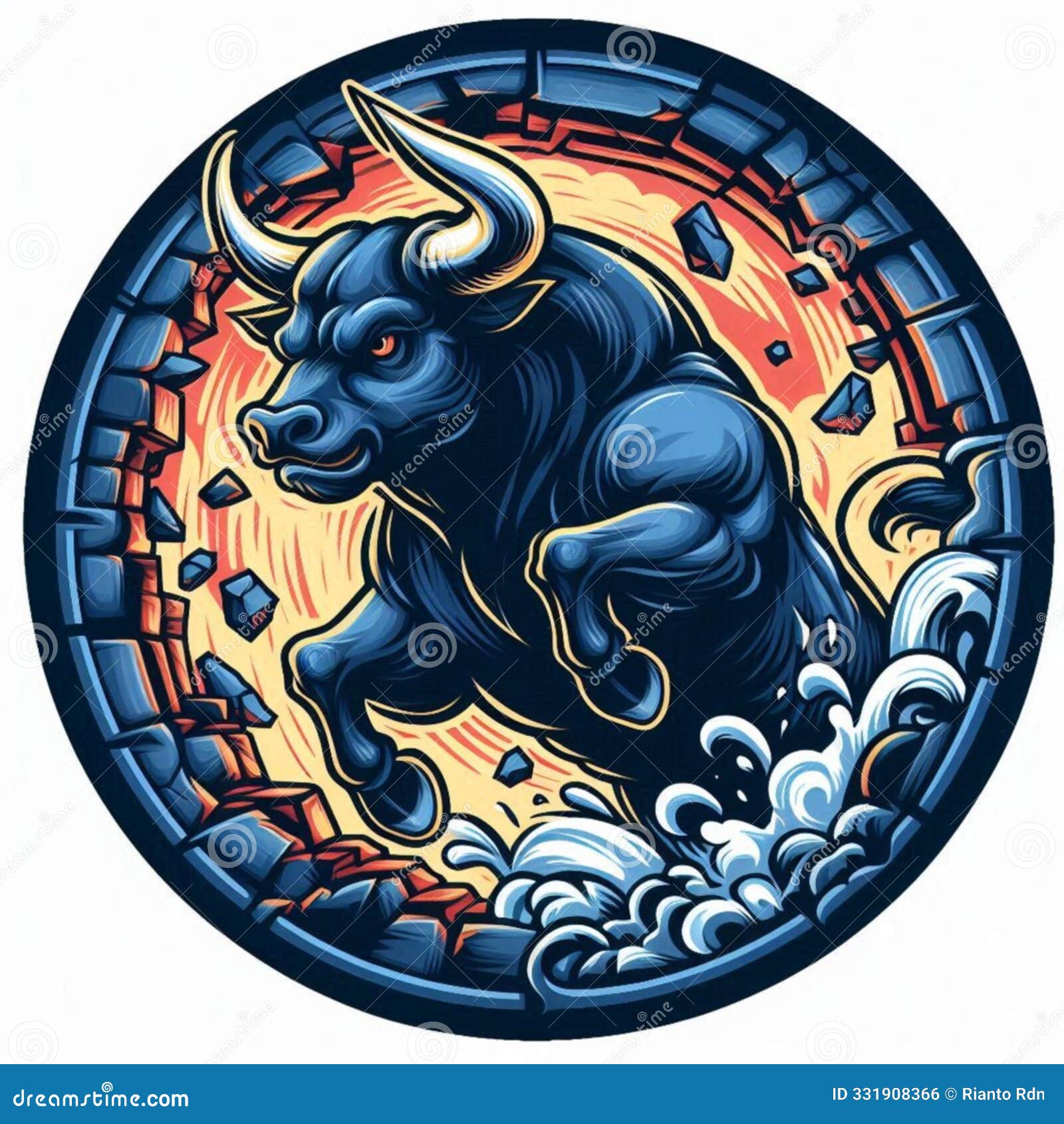 The Breakthrough: Bull S Determination Stock Illustration ...