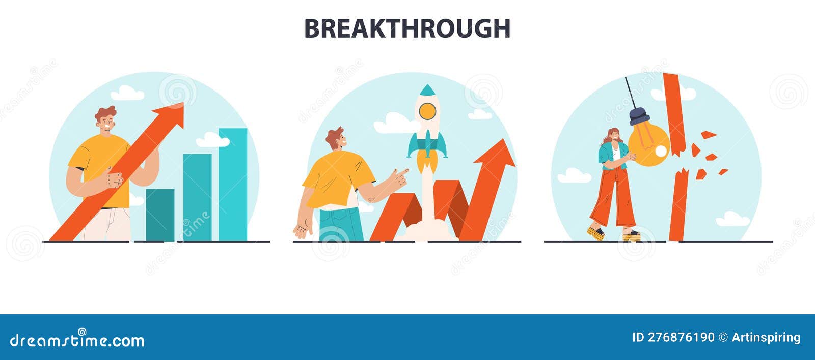 Breakthrough Concept Set. Courage and Motivation To Break the Obstacle ...