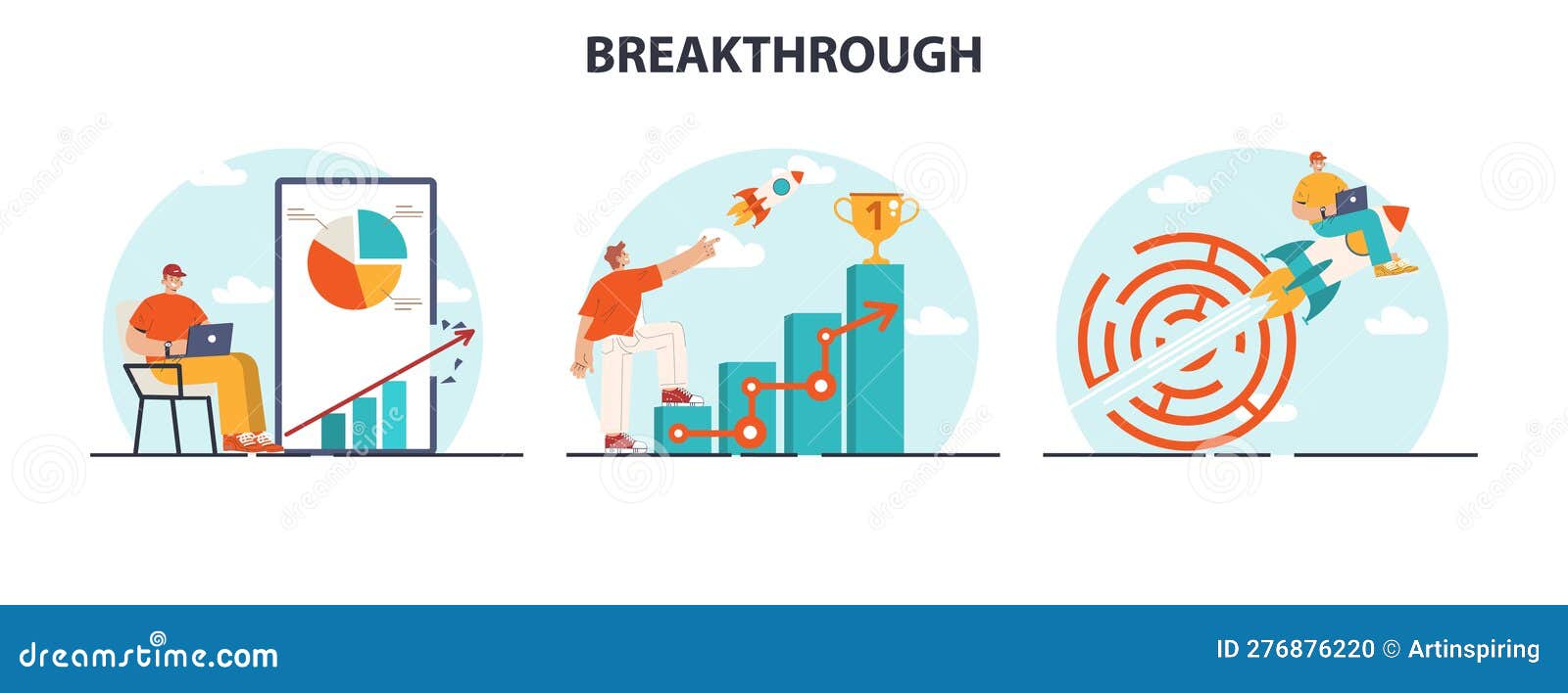 Breakthrough Concept Set. Courage and Motivation To Break the Obstacle ...