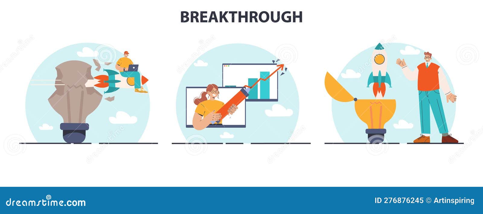 Breakthrough Concept Set. Courage and Motivation To Break the Obstacle ...