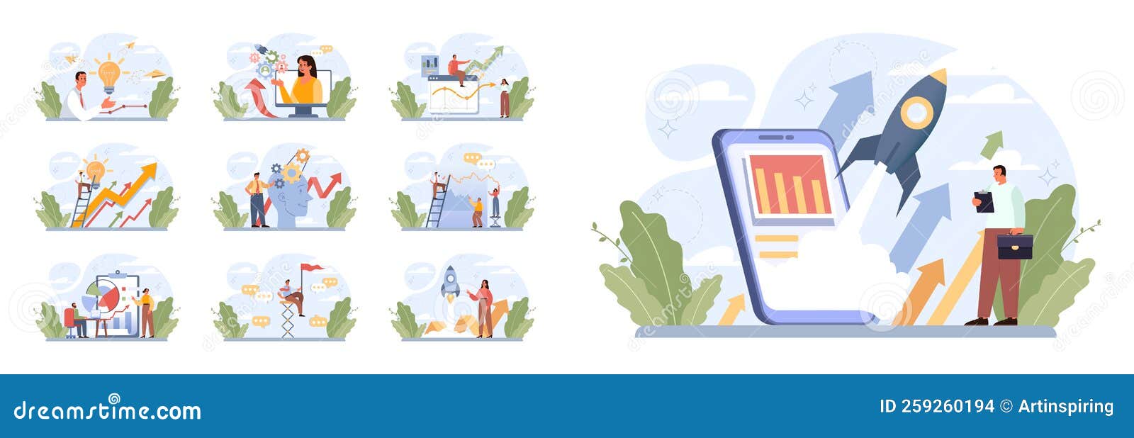 Breakthrough Concept Set. Courage and Motivation To Break the Obstacle ...