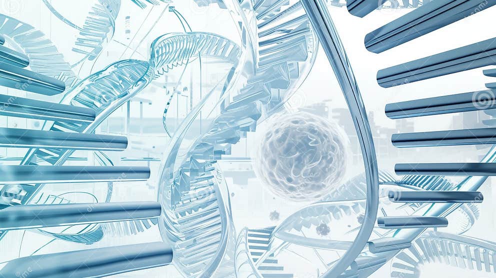 Intricate DNA Strands and Cell Illustration Stock Photo - Image of ...