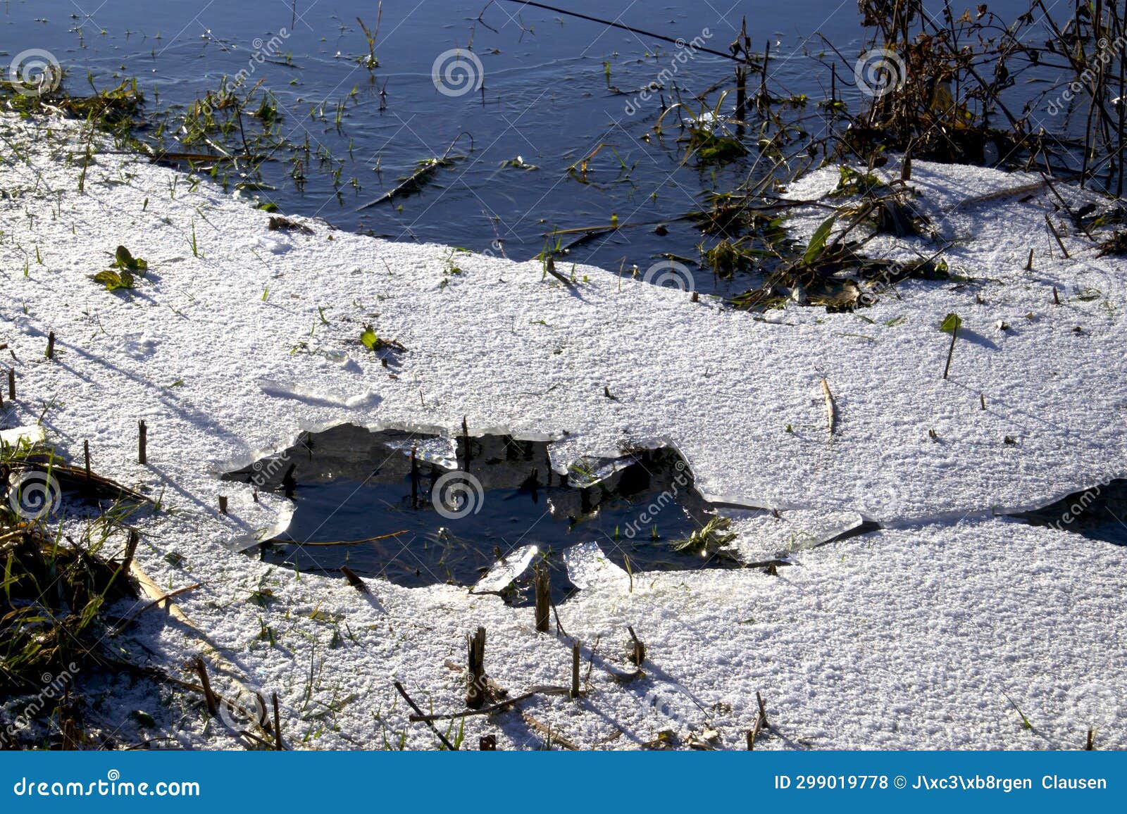 Breakthrough in the Ice on the Blue Lake Stock Photo - Image of broken ...