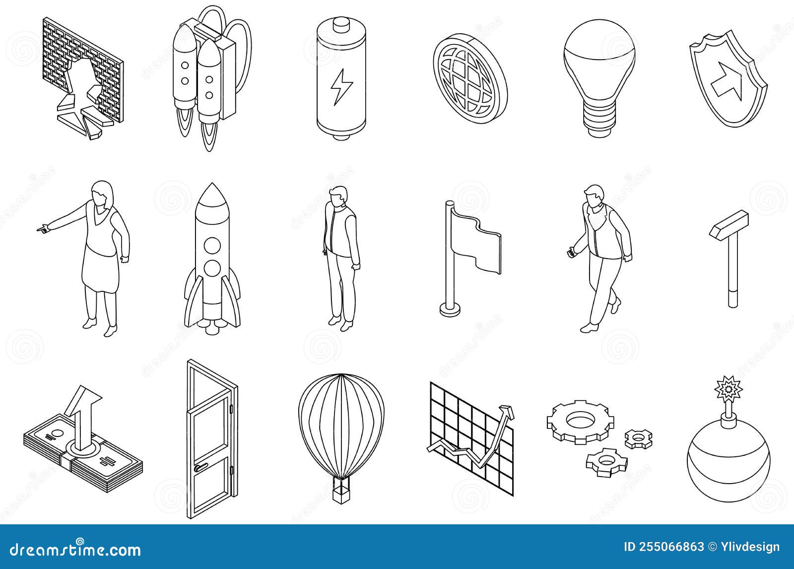 Breakthrough Icons Set Vector Outline Stock Vector - Illustration of ...