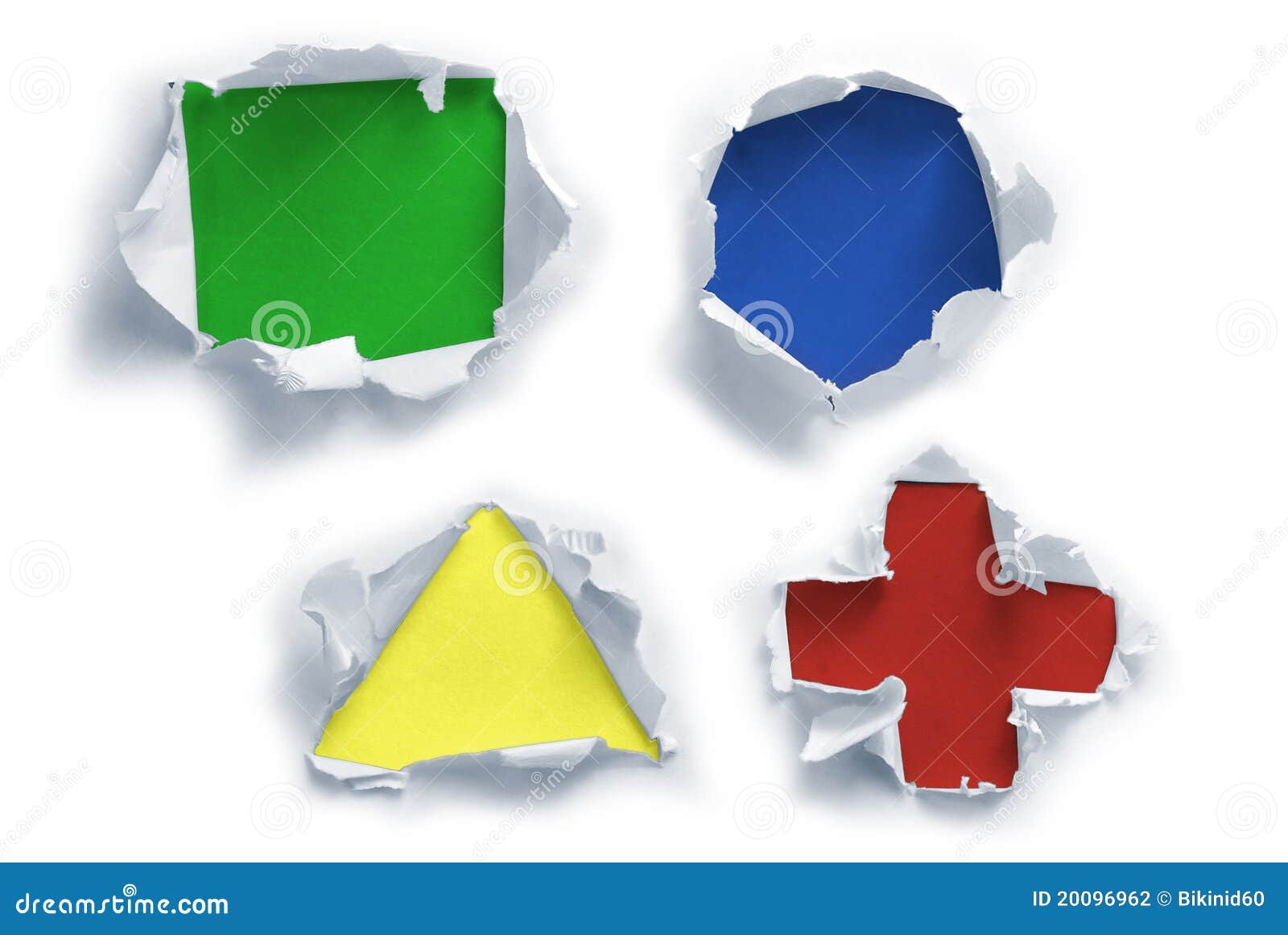 Breakthrough paper holes stock photo. Image of cross - 20096962