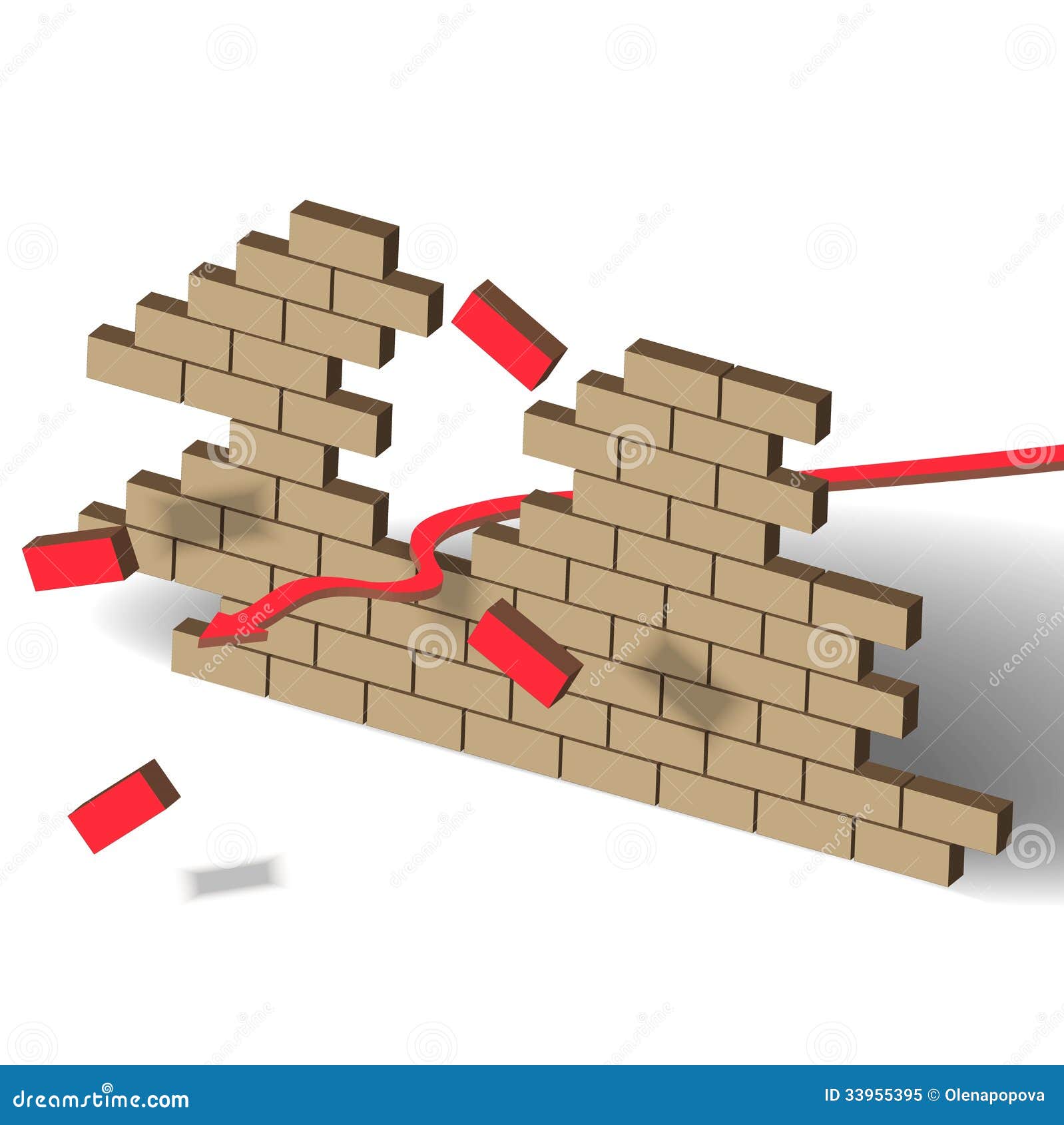 Breakthrough red stock illustration. Illustration of wall - 33955395