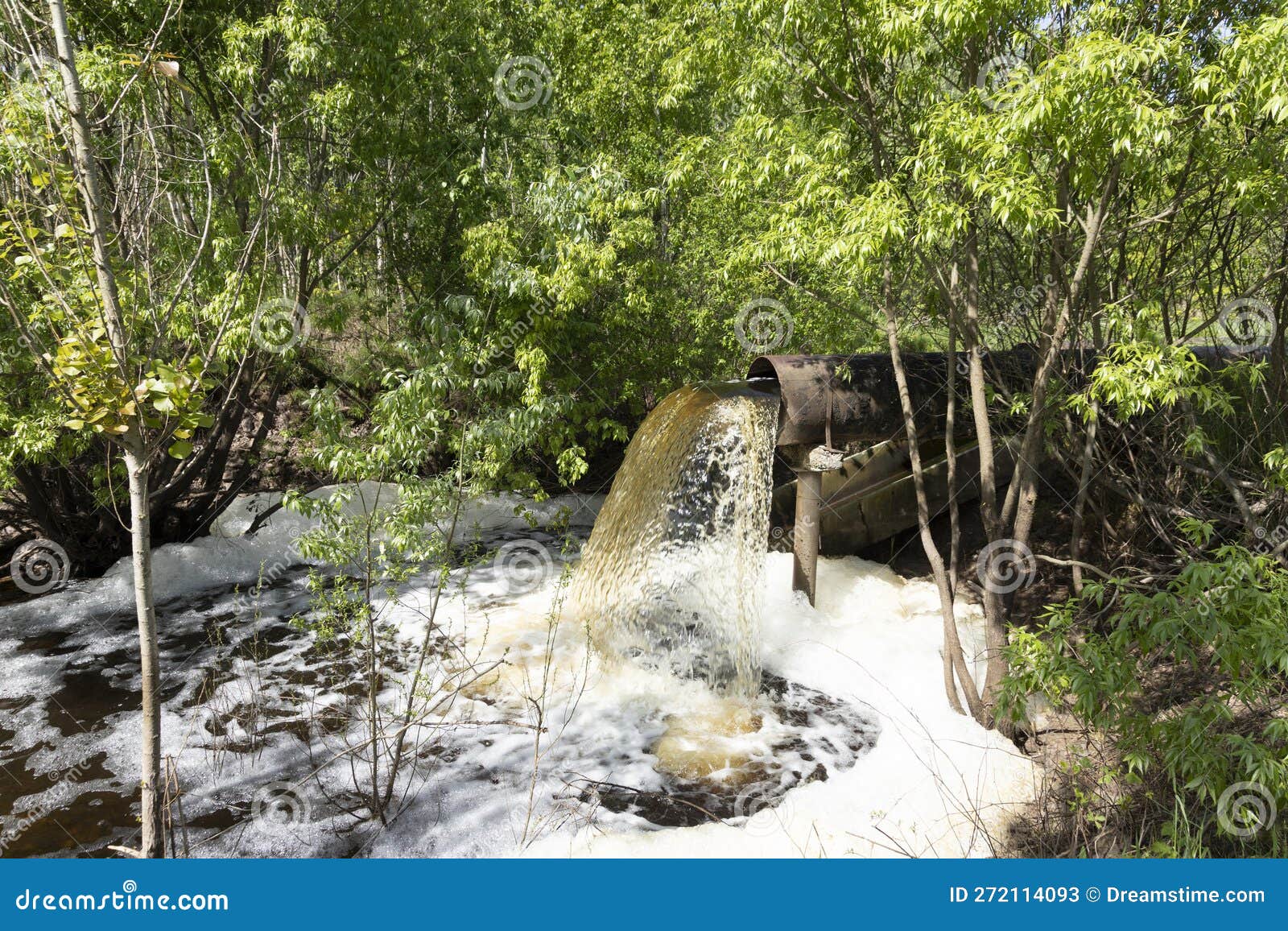 Breakthrough of a Sewer Pipe with a Flowing Stream of Water Forming ...