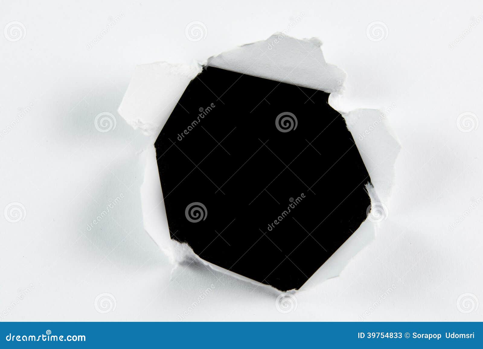 Breakthrough White Paper Hole. Torn Ripped Cardboard Paper Sheet Round ...