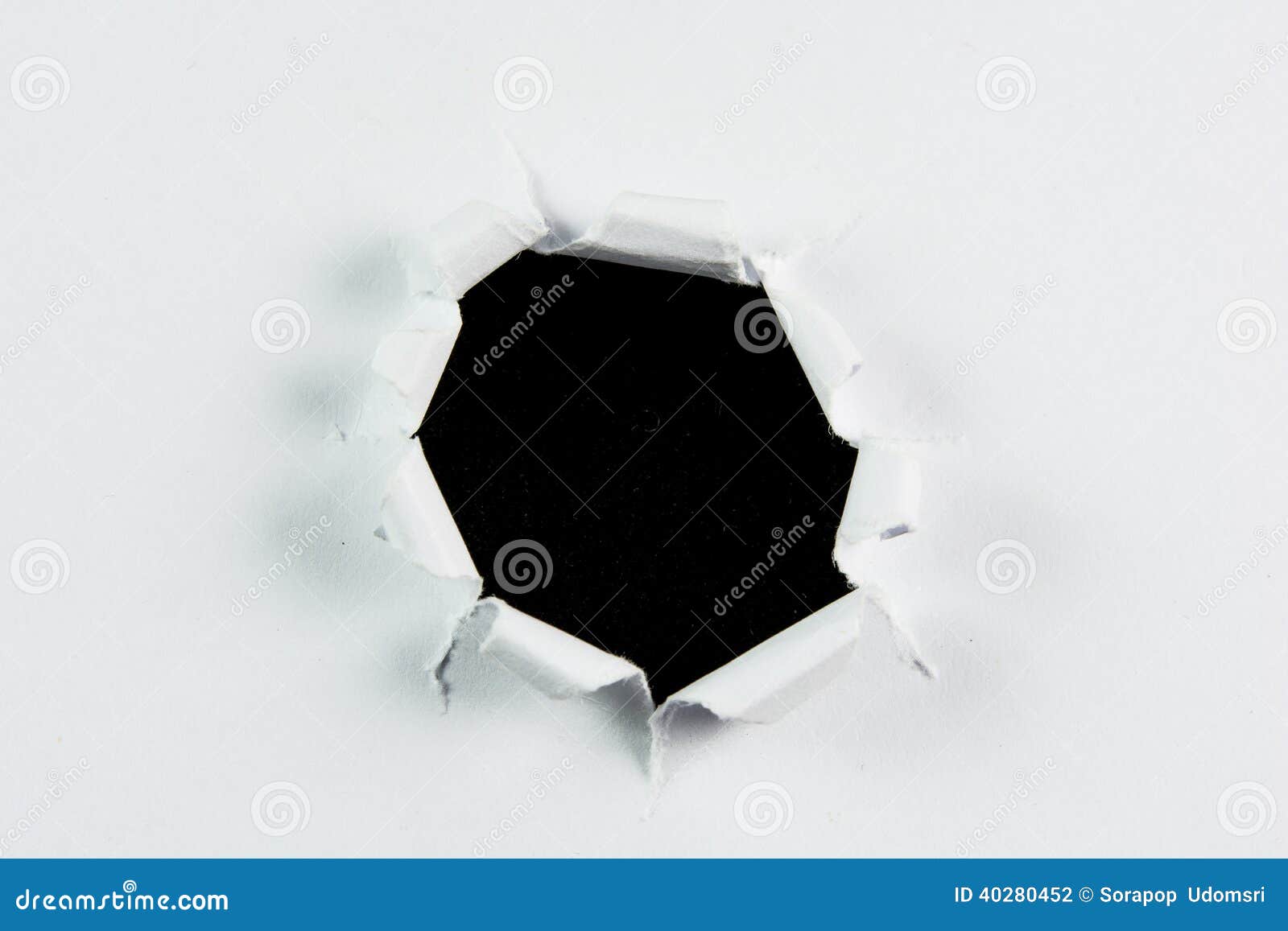Breakthrough White Paper Hole. Torn Ripped Cardboard Paper Sheet Round ...