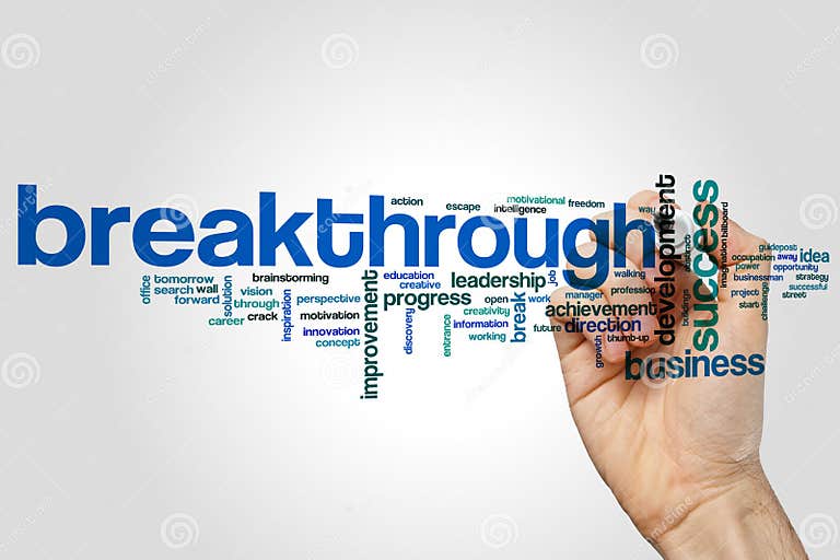 Breakthrough Word Cloud Concept on Grey Background Stock Photo - Image ...