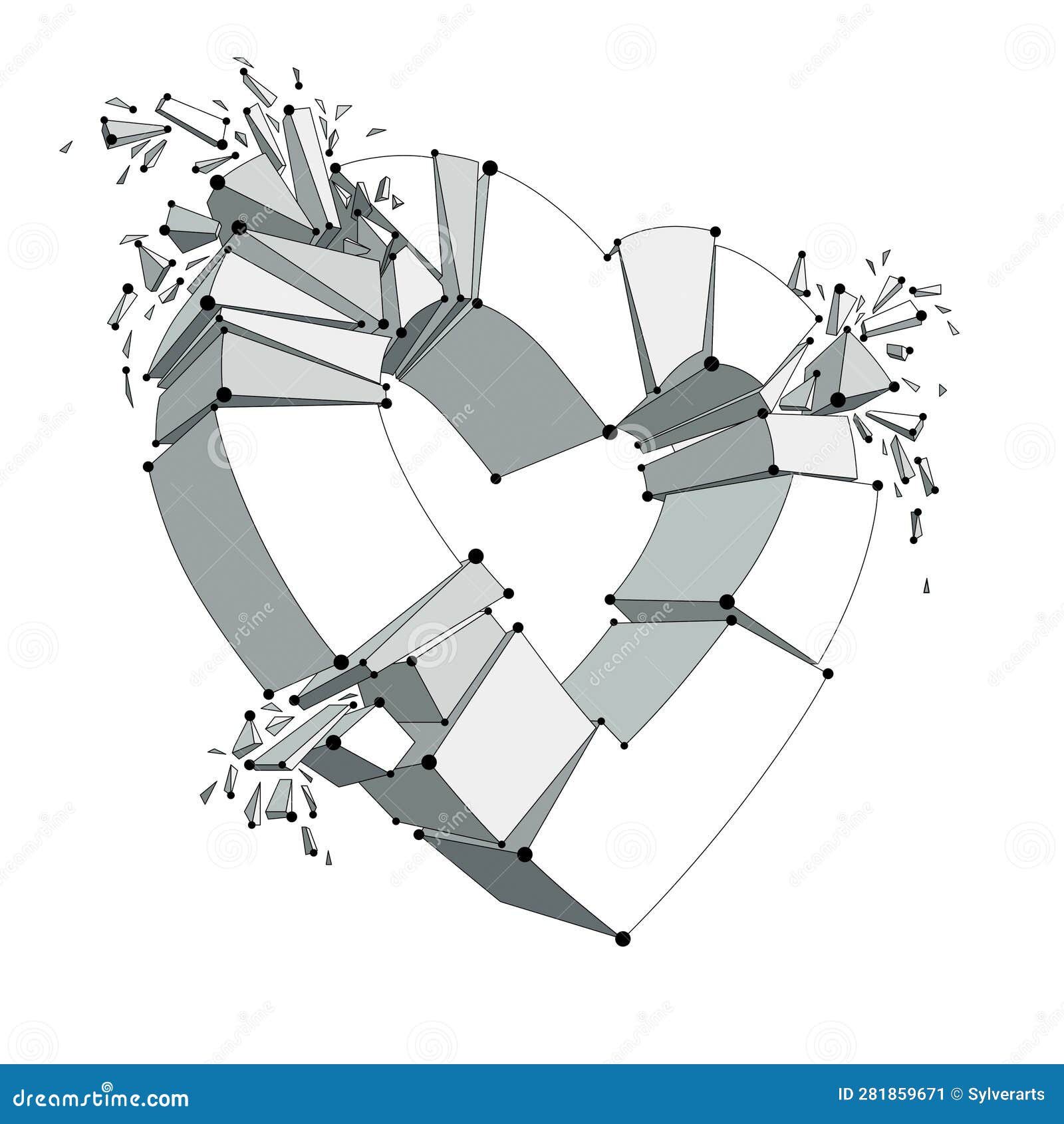 Breakup Concept of Broken Heart, 3D Realistic Vector Illustration of ...