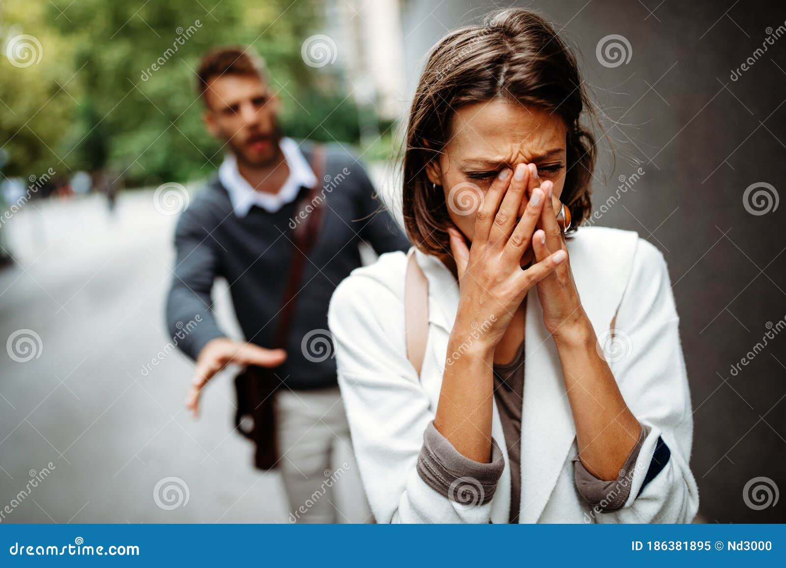 Breakup Of Couple With Man And Sad Girlfriend Outdoor Divorce Couple