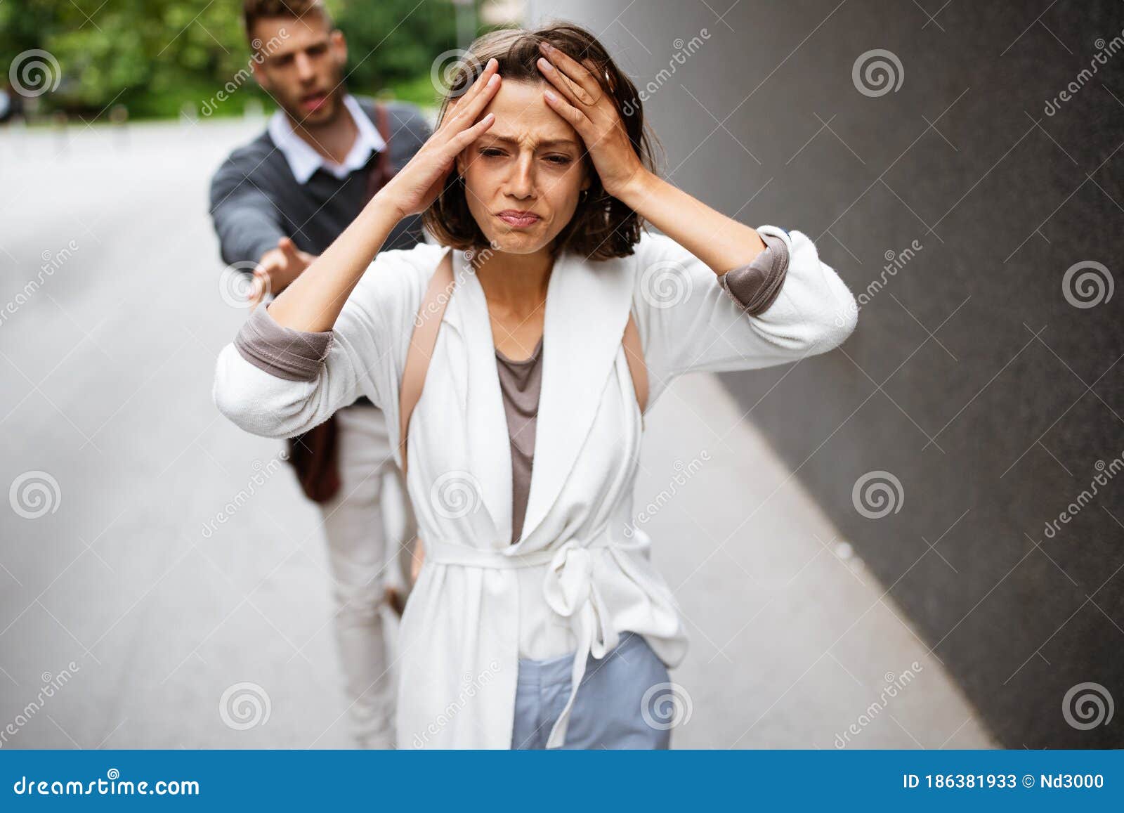 Breakup Of Couple With Man And Sad Girlfriend Outdoor Divorce Couple