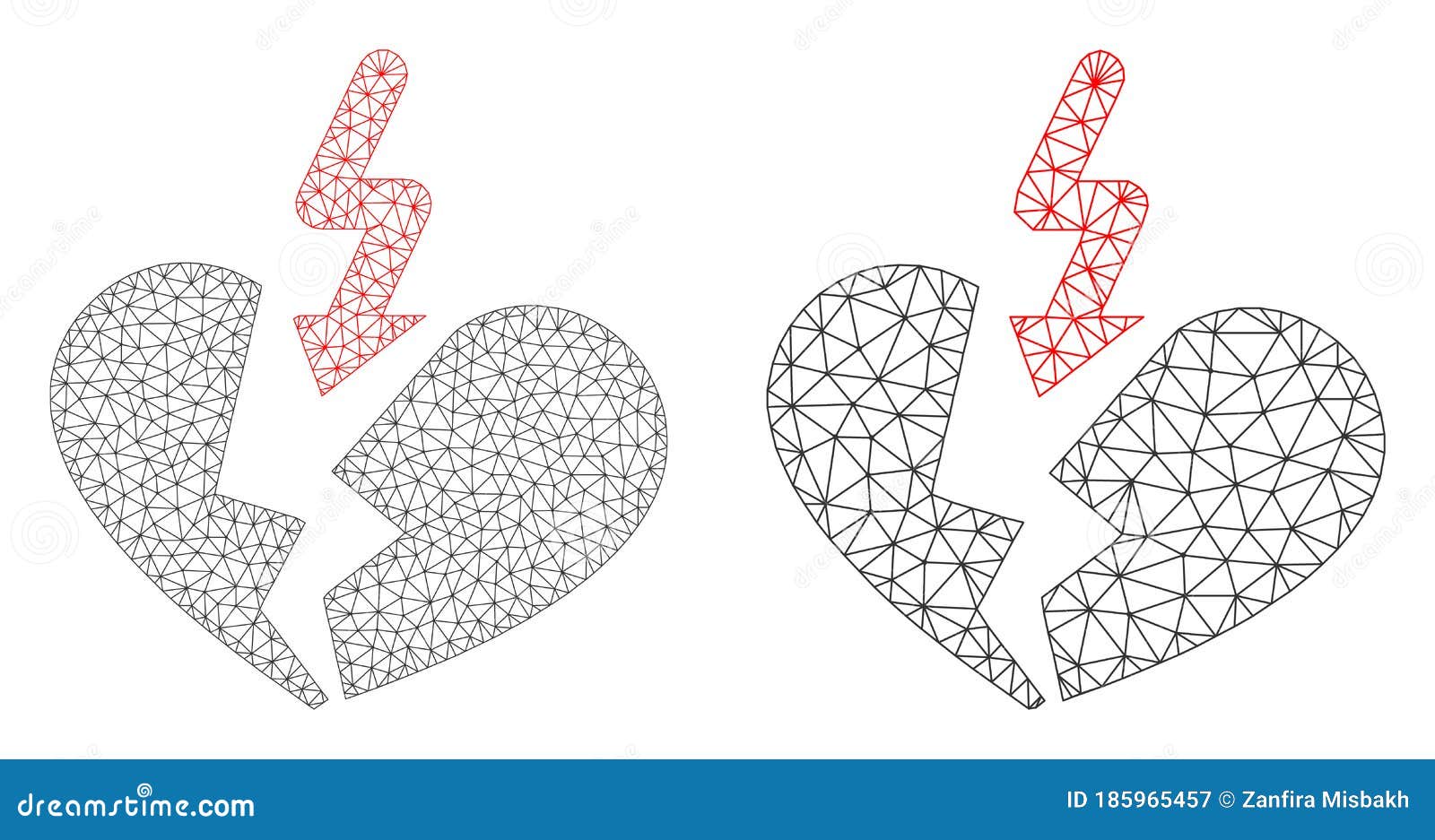 Breakup Heart Icon - Vector Polygonal Mesh Stock Vector - Illustration ...