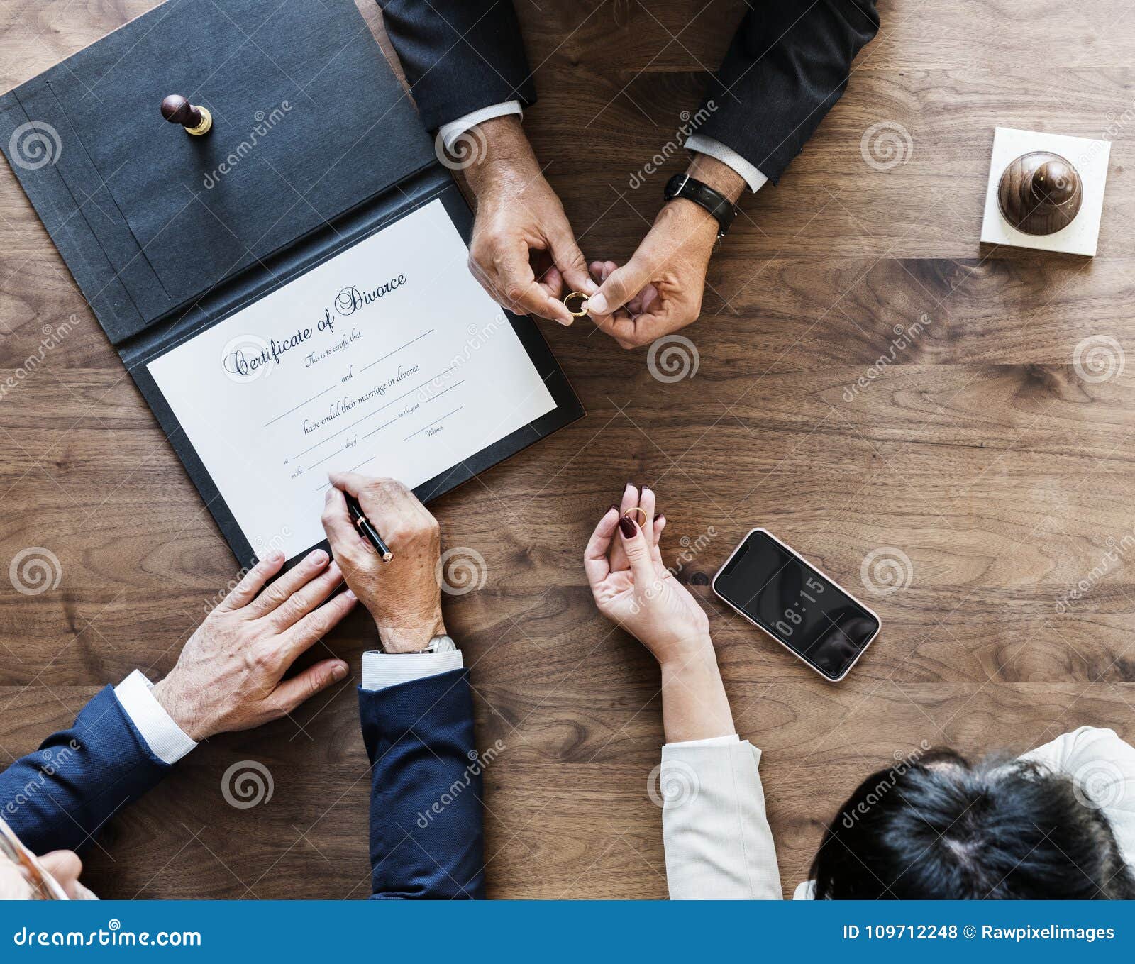 Breakup Marriage Couple with Divorce Certification Stock Photo - Image ...