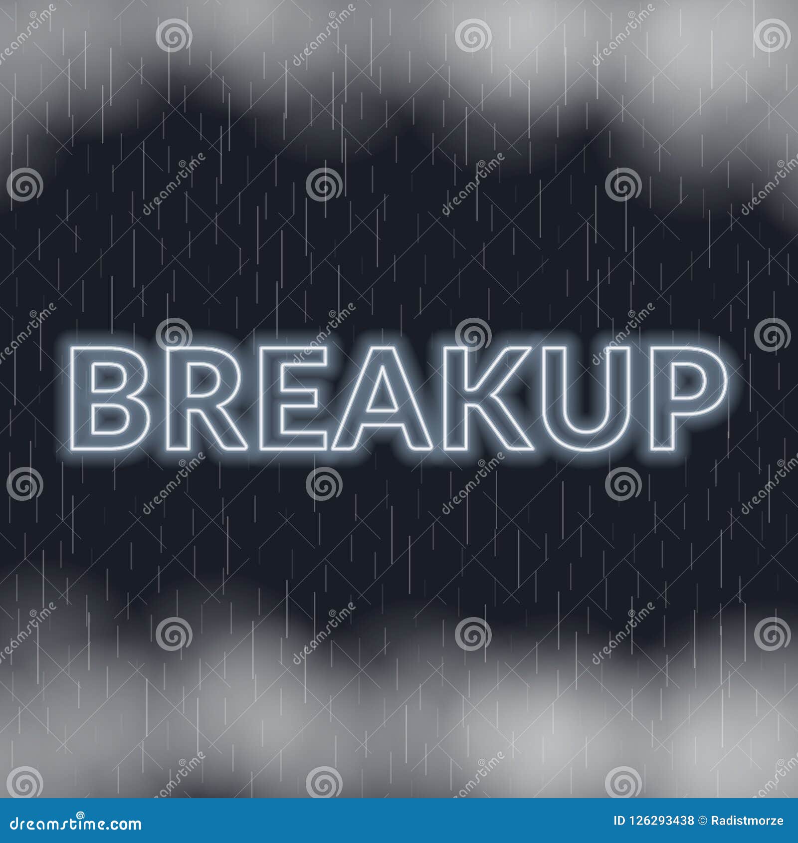 Breakup Neon Lettering. Sad Mood Stock Illustration - Illustration of ...