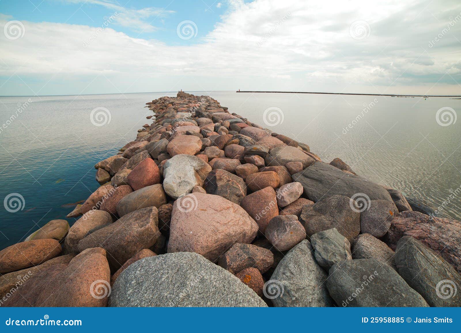 Breakwater. stock image. Image of horizon, water, cloud - 25958885