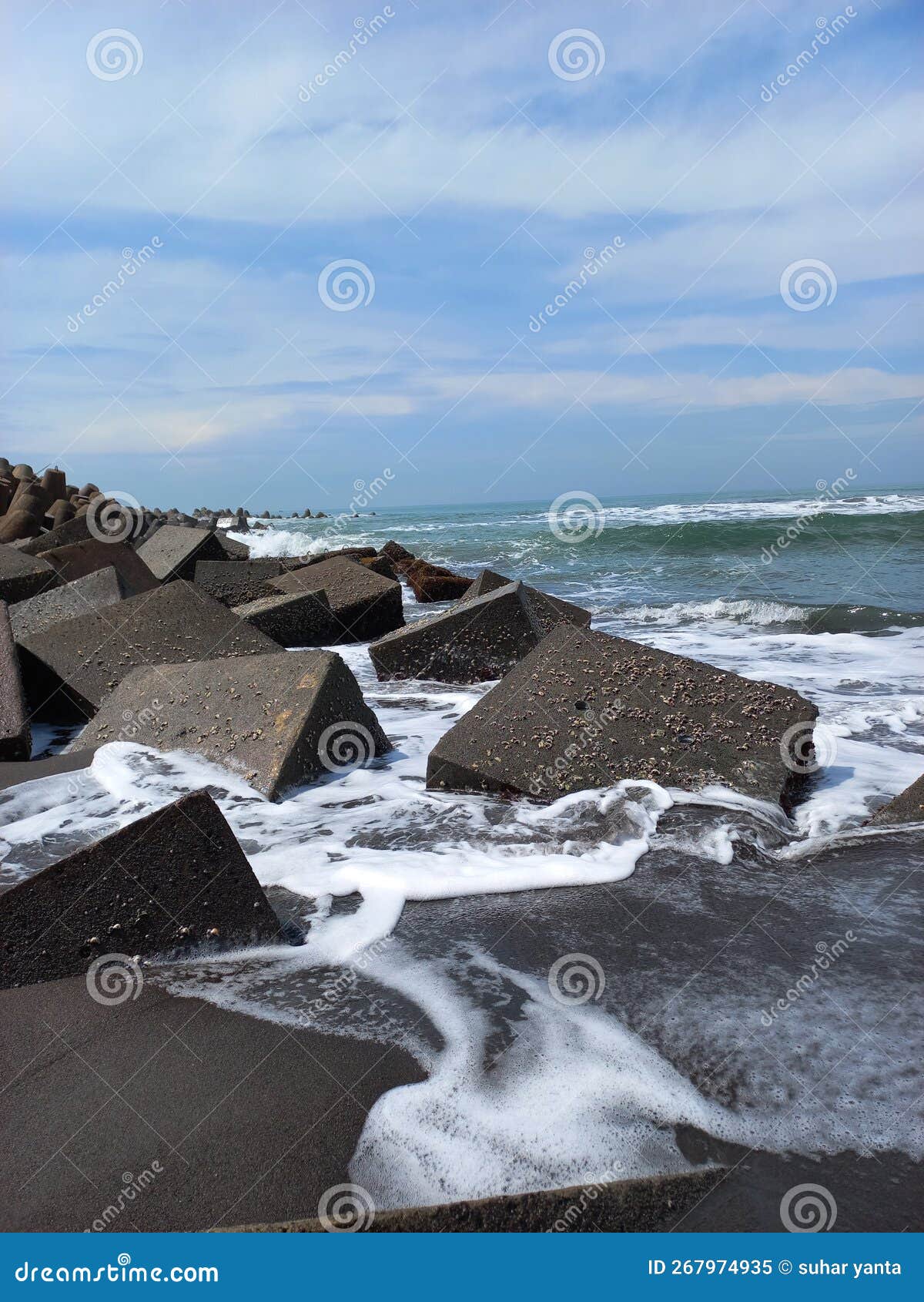 Breakwater on the beach stock image. Image of breakwater - 267974935