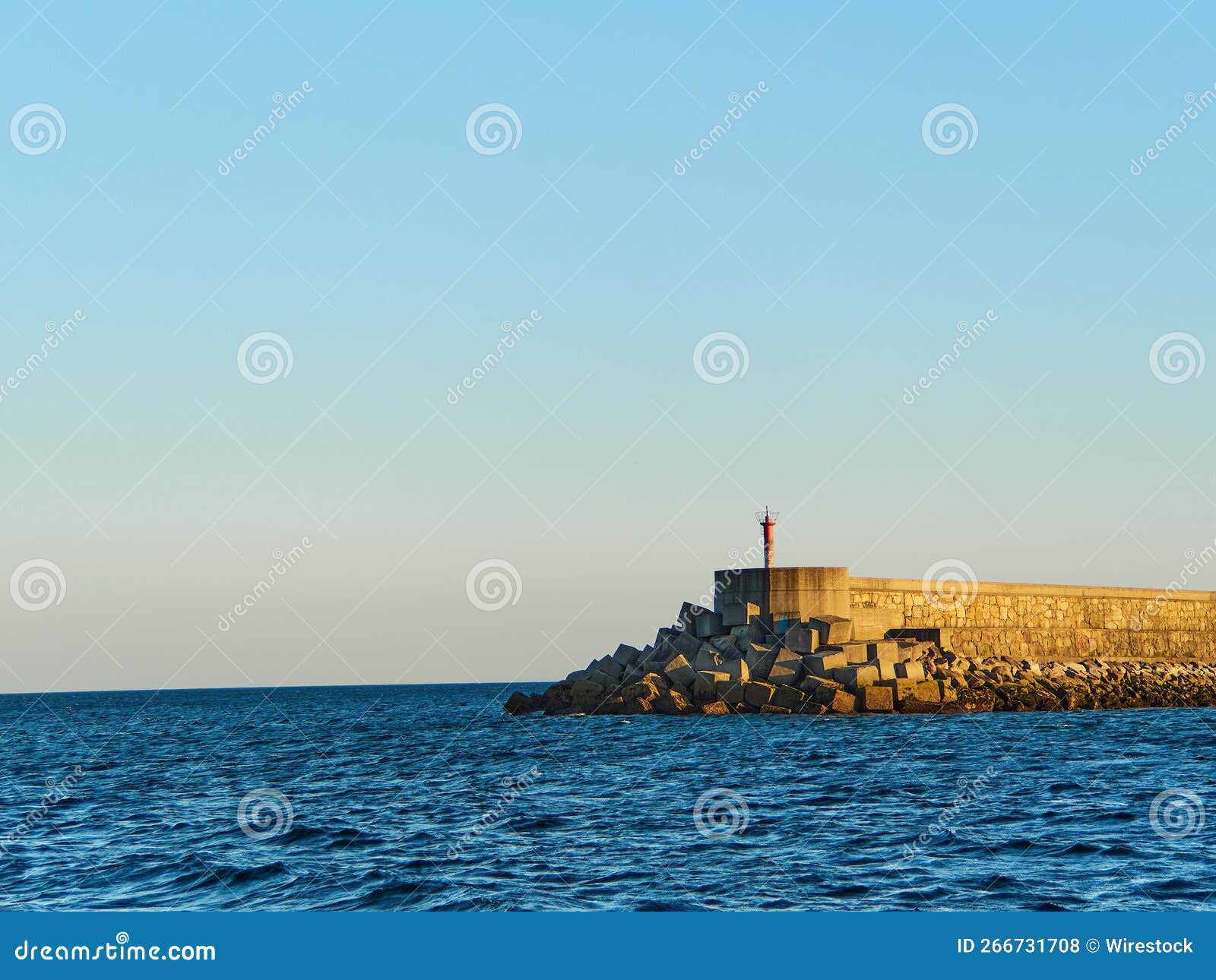 Breakwater with Broken Concrete Blocks in the Sea Stock Photo - Image ...