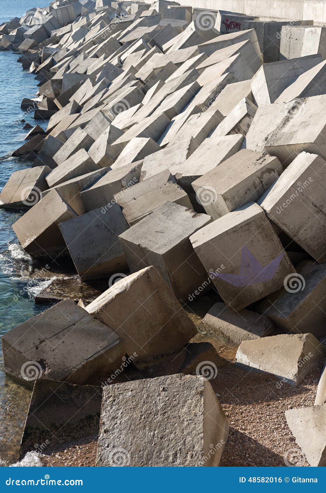 Breakwater cement blocks stock photo. Image of concrete - 48582016