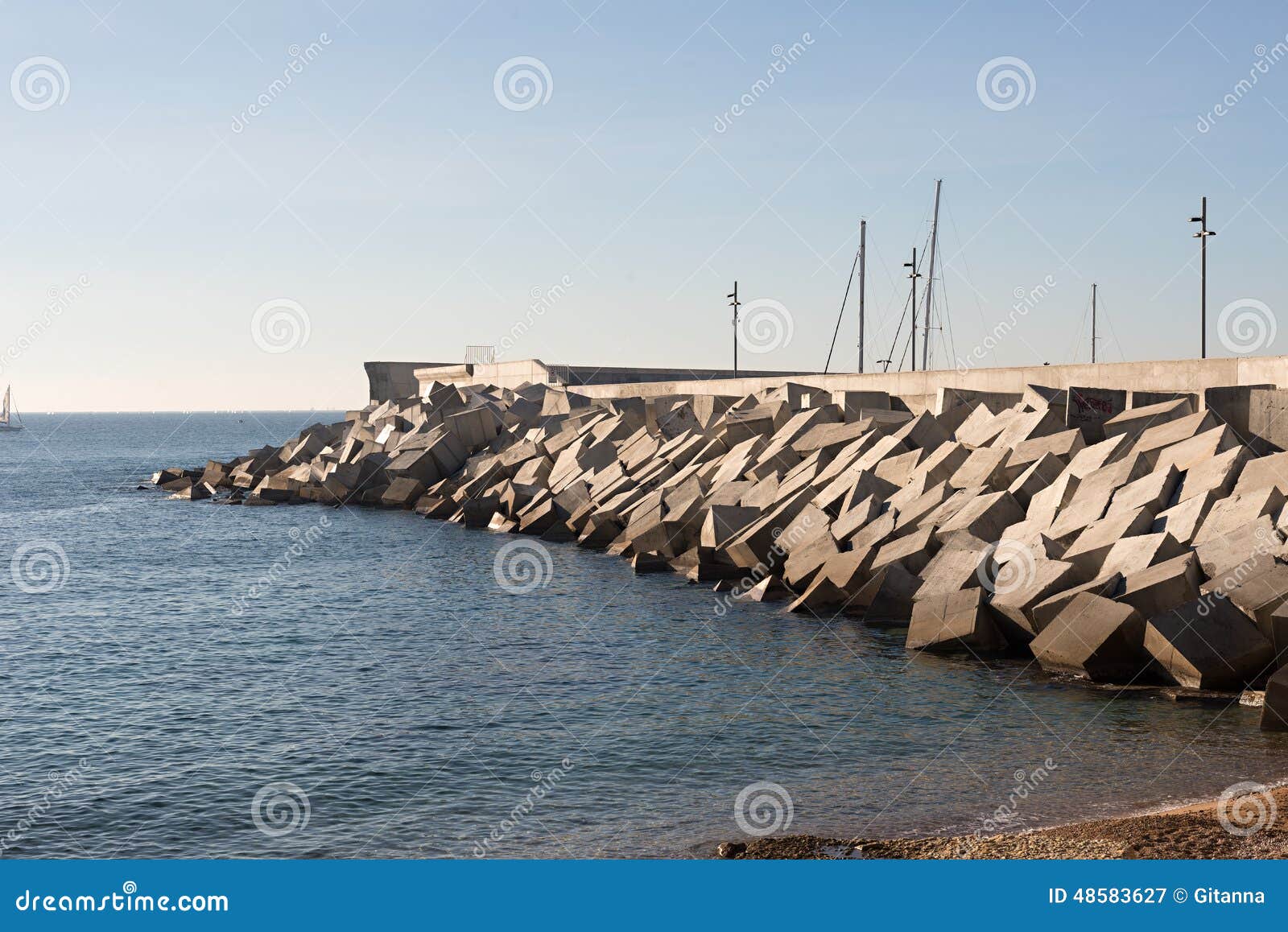 Breakwater cement blocks stock image. Image of breakwater - 48583627