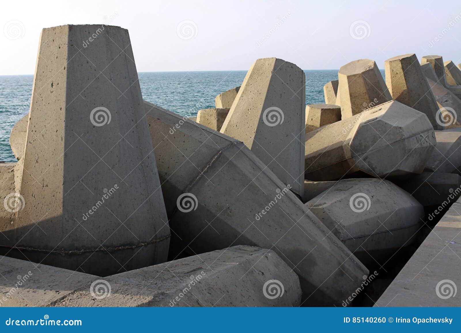 Breakwater from Concrete Blocks Stock Photo - Image of technology ...