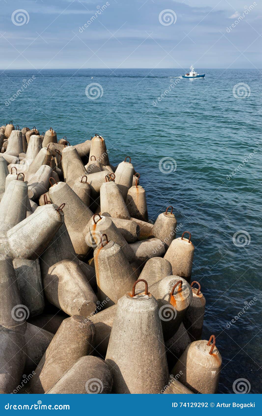 Breakwater Concrete Blocks in the Sea Stock Photo - Image of breakwater ...