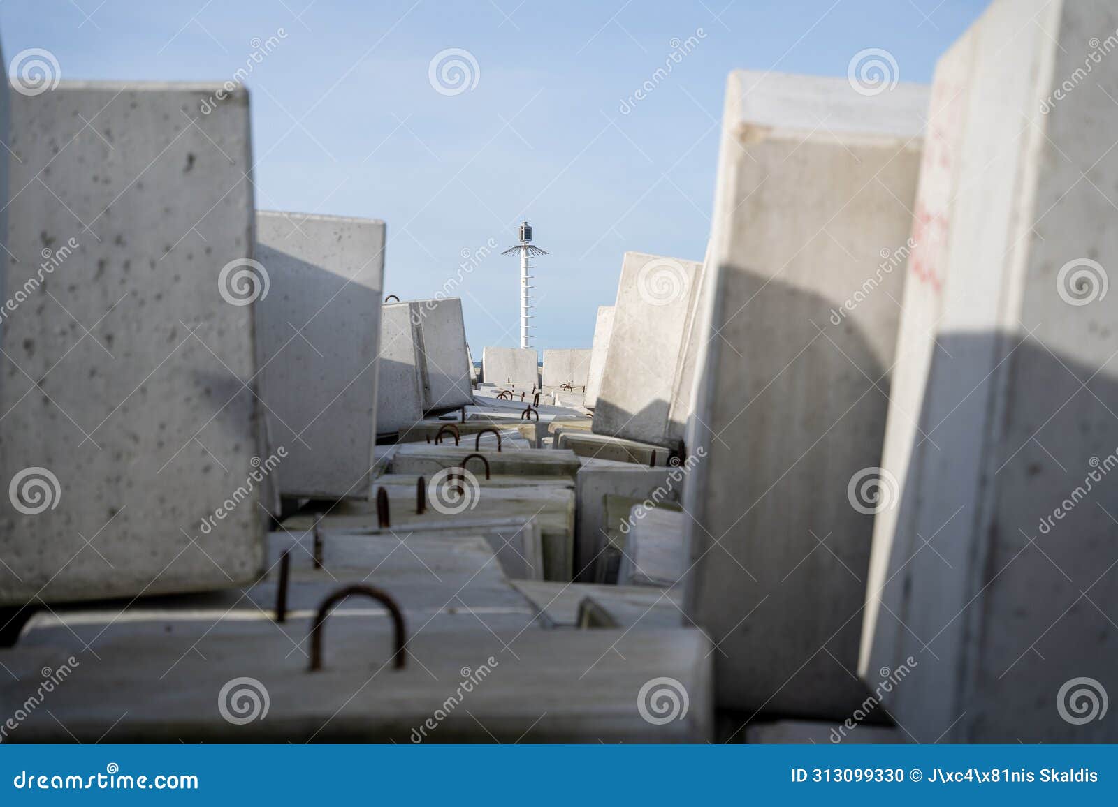 Breakwater Made of Large Square Concrete Blocks Stock Photo - Image of ...