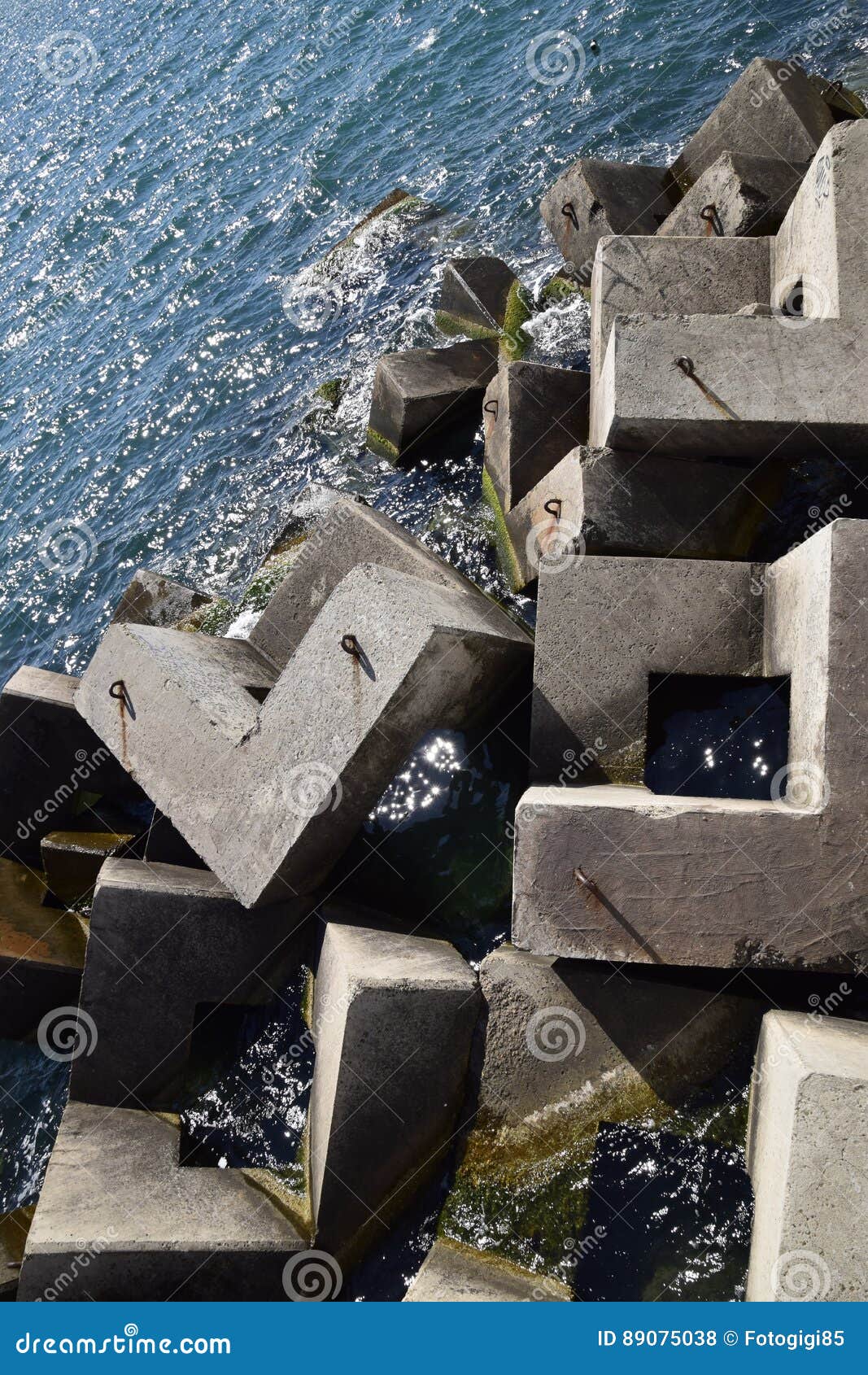 Breakwater of the Rectangular Stone Figures. Stock Photo - Image of ...