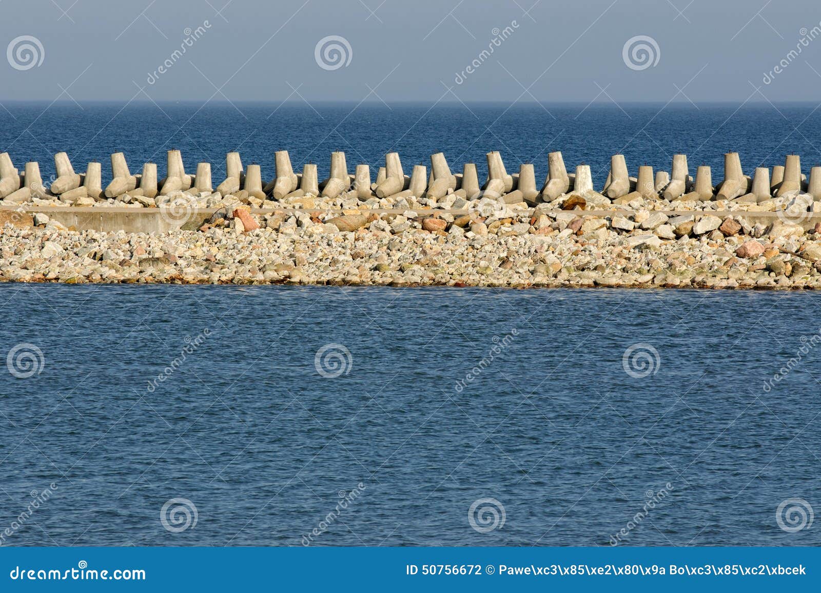 Breakwater Sea on a Sunny Day Stock Photo - Image of barrier, block ...
