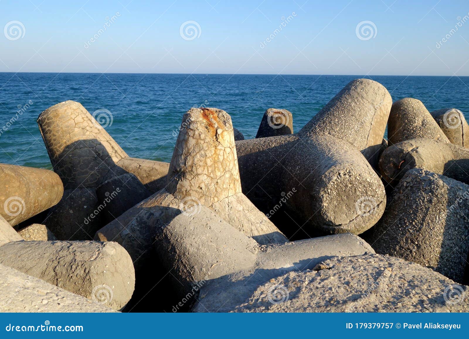Breakwater Stones on Mole at Black Sea Stock Image - Image of seawalls ...