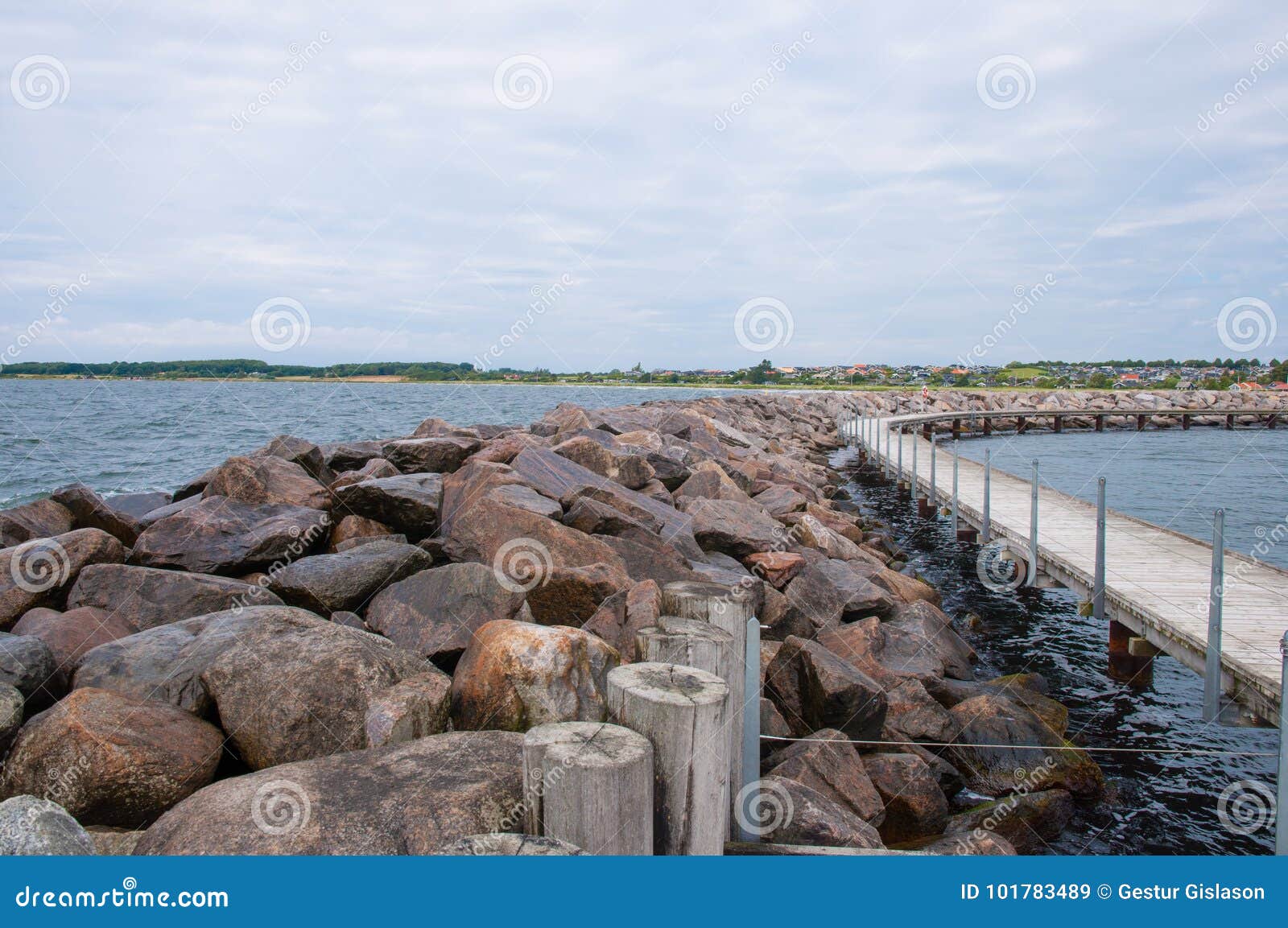 Breakwater Wall in Karrebaeksminde in Denmark Stock Image - Image of ...
