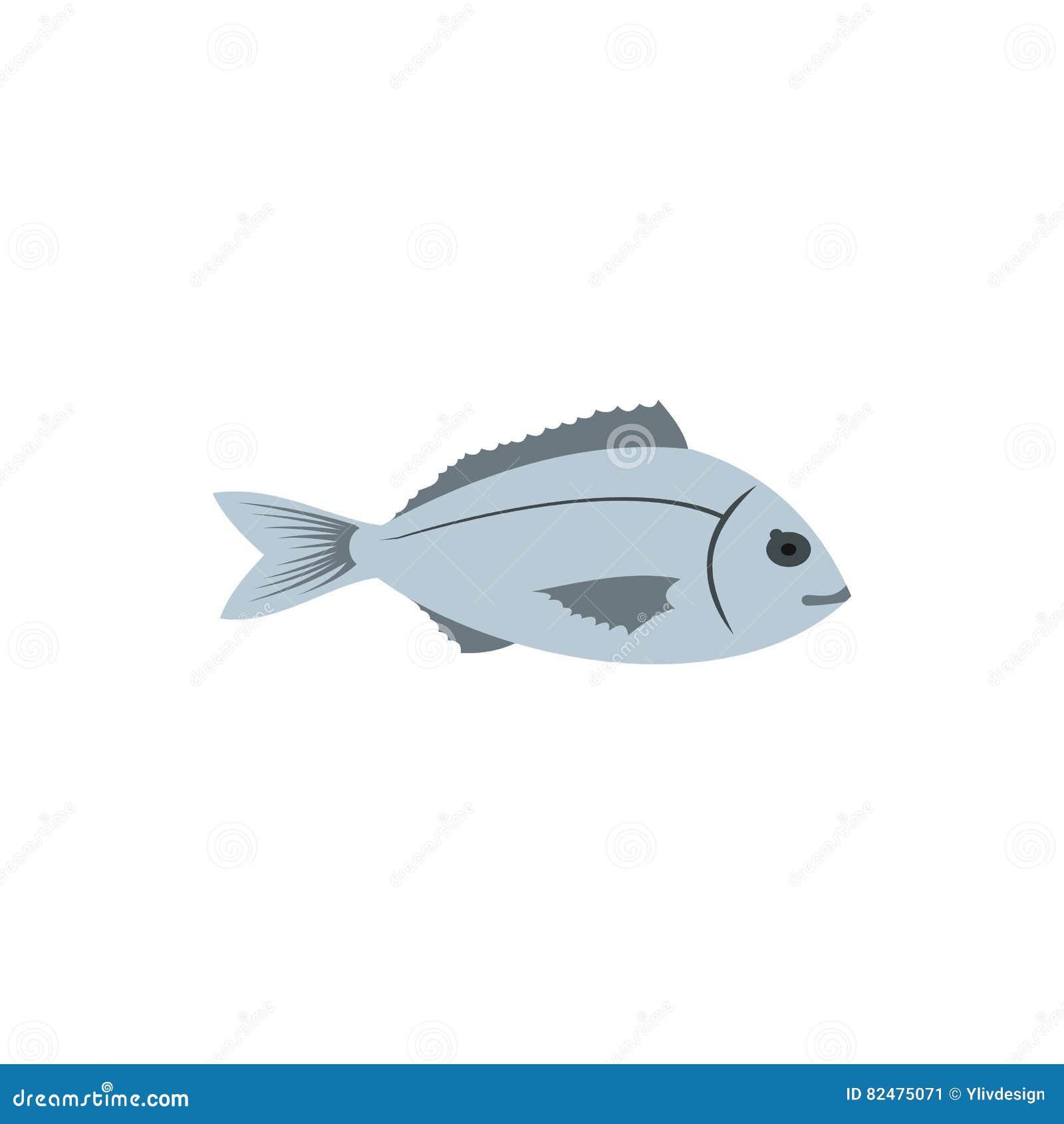 Bream Fish Icon in Flat Style Stock Vector - Illustration of artwork ...
