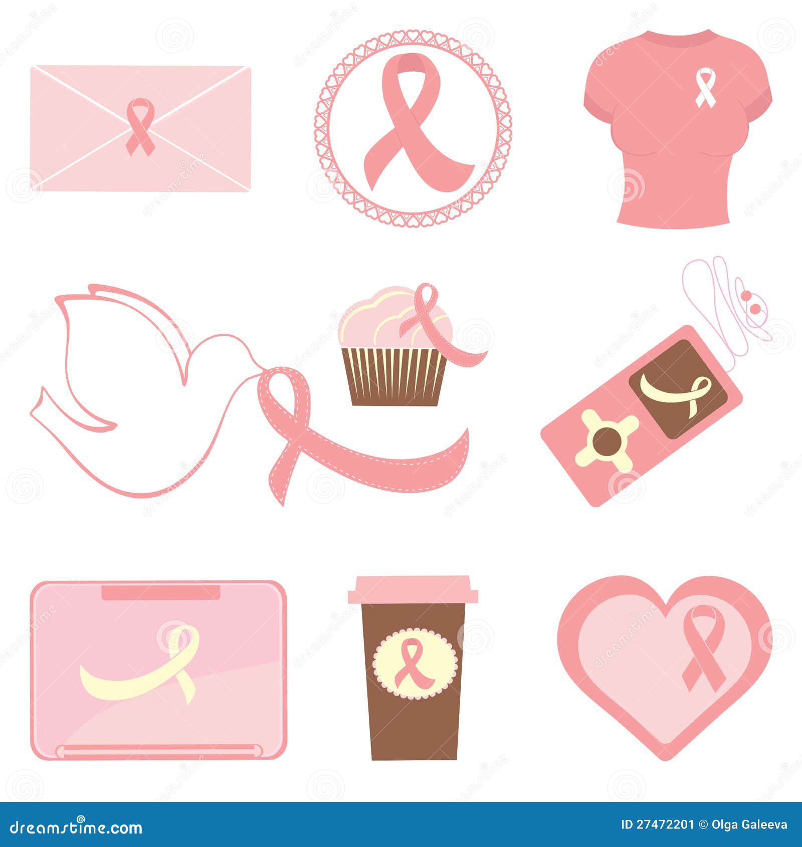 Breast Cancer Awareness Icons Stock Vector - Illustration of beautiful ...