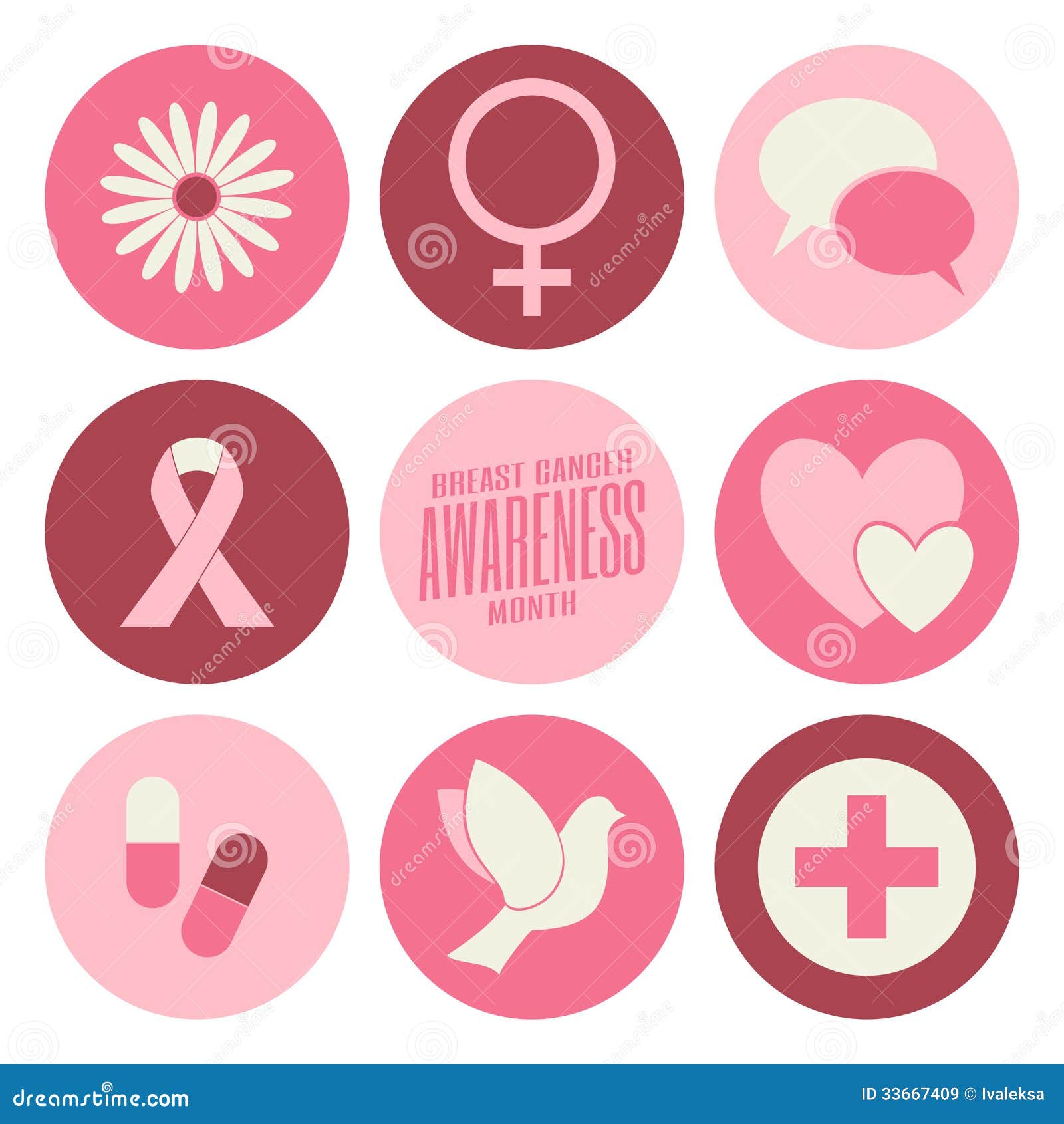 Breast Cancer Awareness Icons Collection Stock Vector Illustration Of