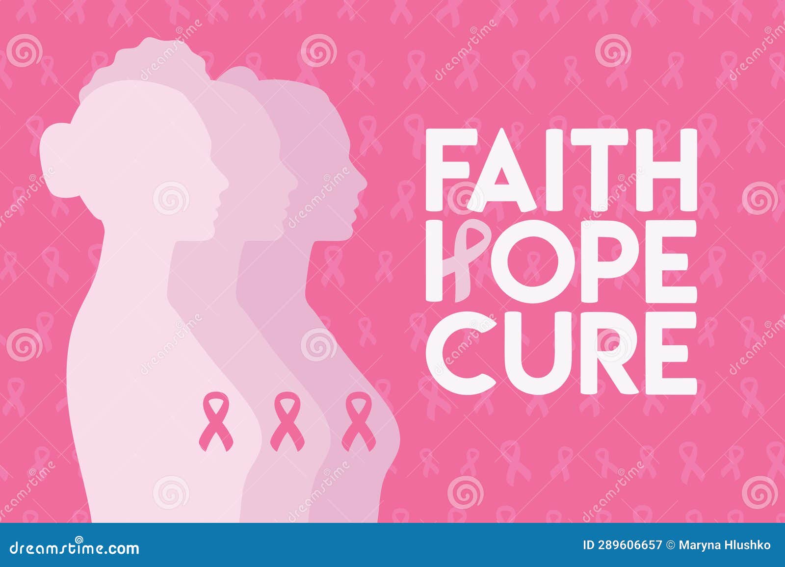 Breast Cancer Awareness Month Faith Hope Cure Phrase Women S