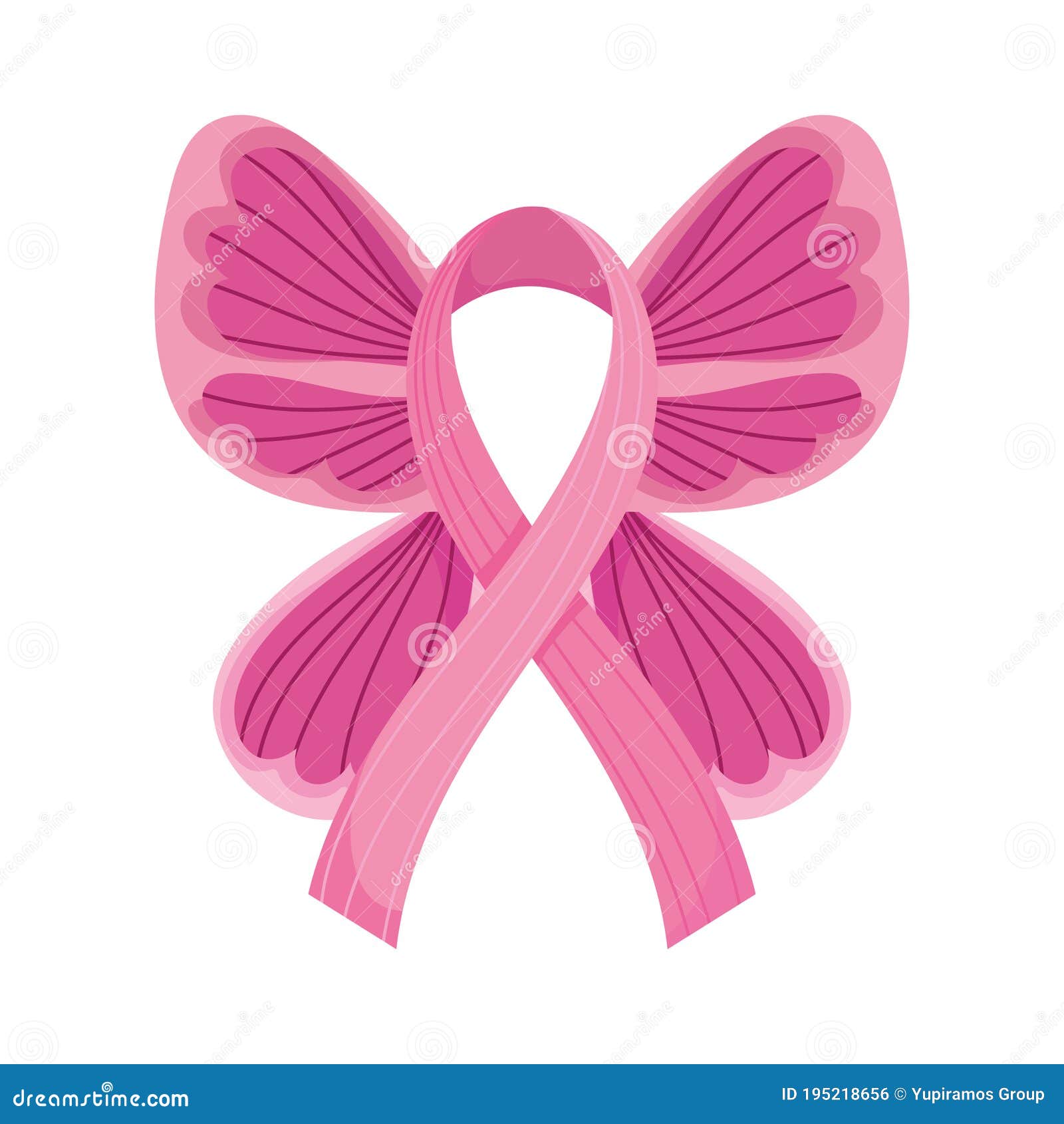 Breast Cancer Awareness Month Pink Butterfly Wings Ribbon Vector Stock