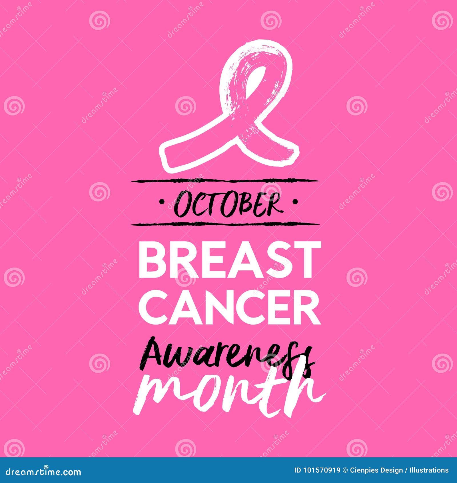 Breast Cancer Awareness Pink Ribbon Typography Stock Vector