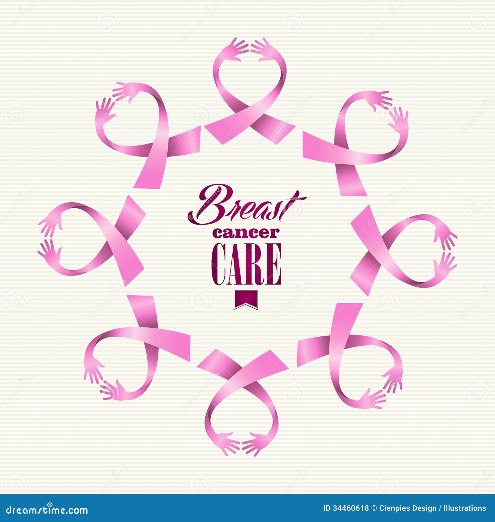 Breast Cancer Awareness Ribbon Women Hands Circle Stock Vector Image