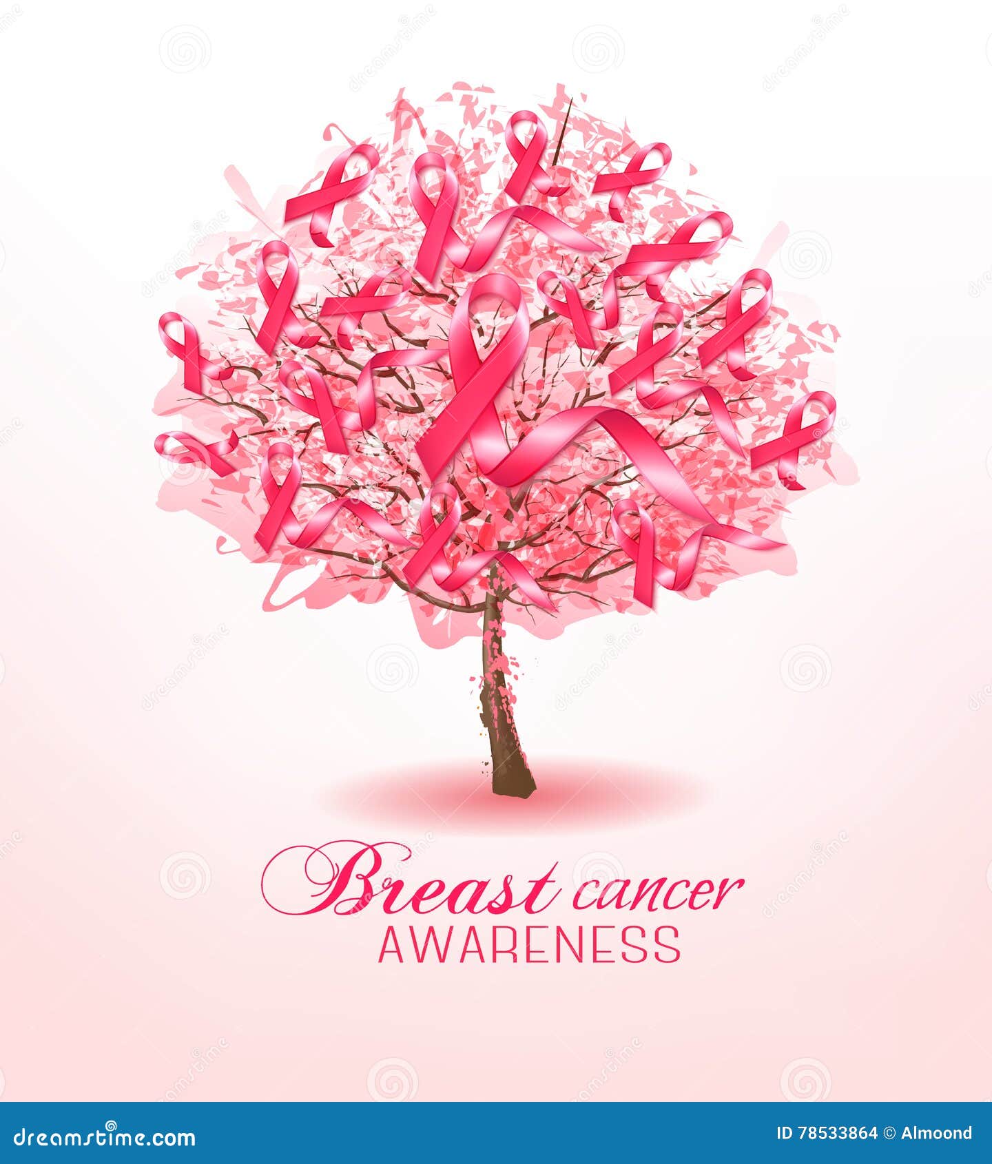 Breast Cancer Awareness Ribbons on a Sakura Tree. Stock Vector ...
