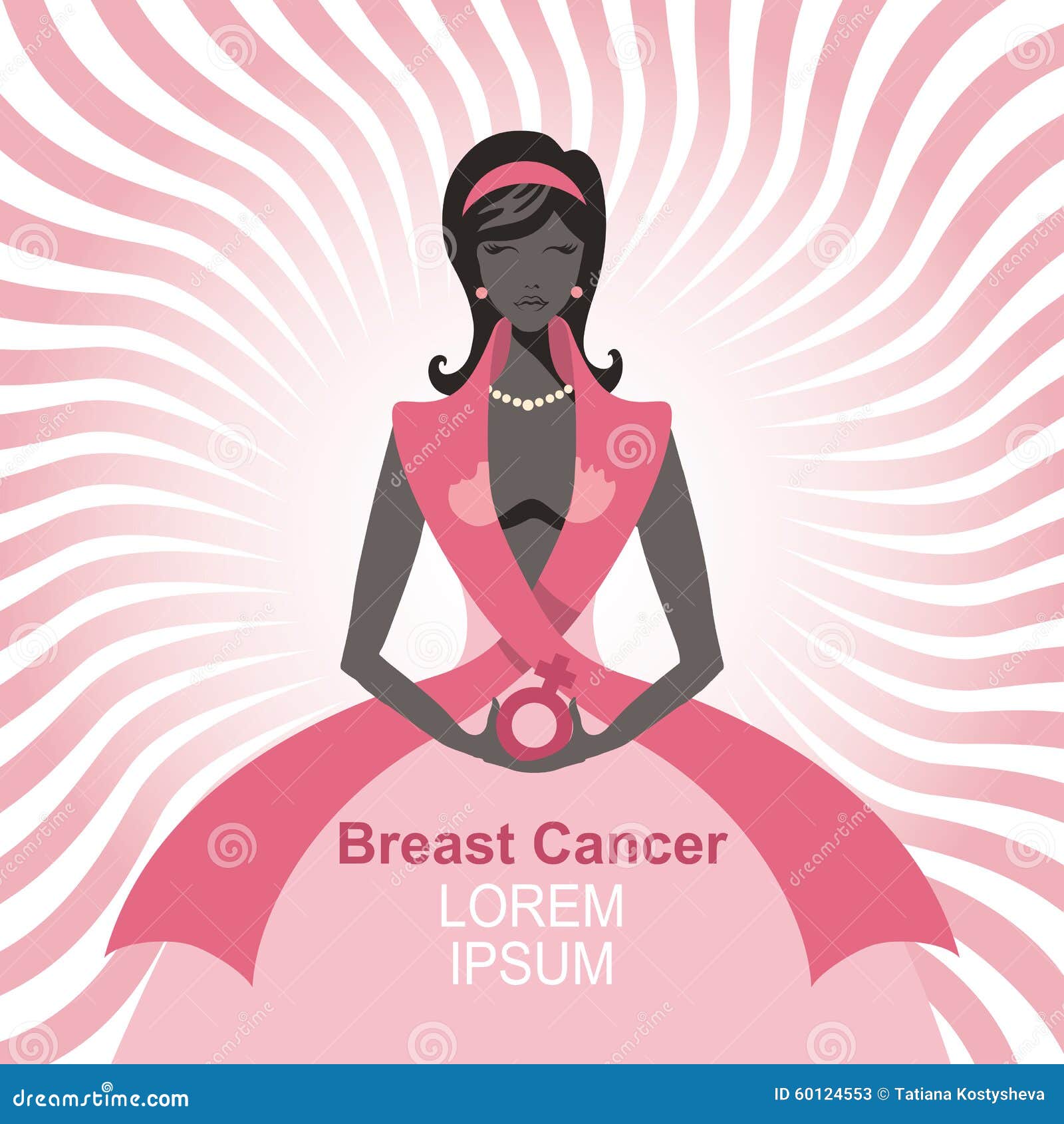 Breast Cancer Awareness Woman Silhouette Portrait Stock Vector Image
