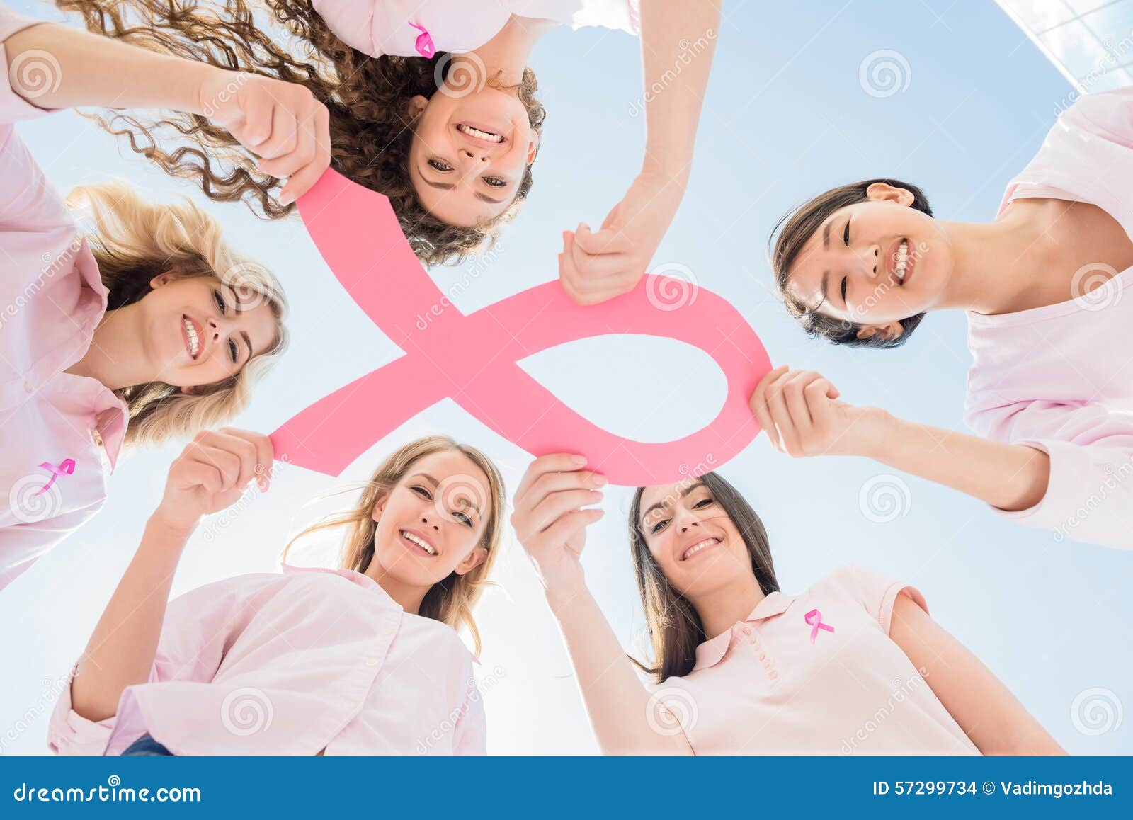 Breast Cancer Awareness Woman Hand Holding Pink Ribbon Royalty Free