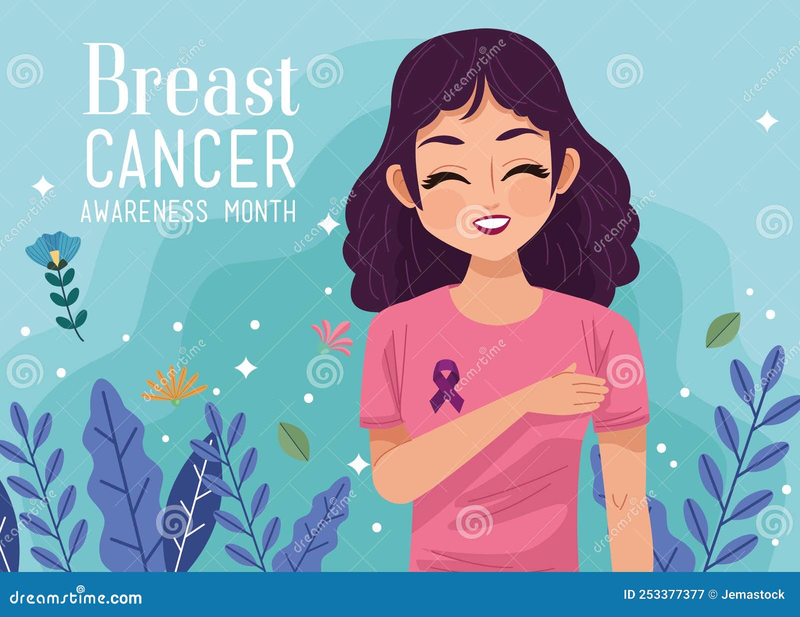 Breast Cancer Lettering with Lady Stock Vector - Illustration of women ...