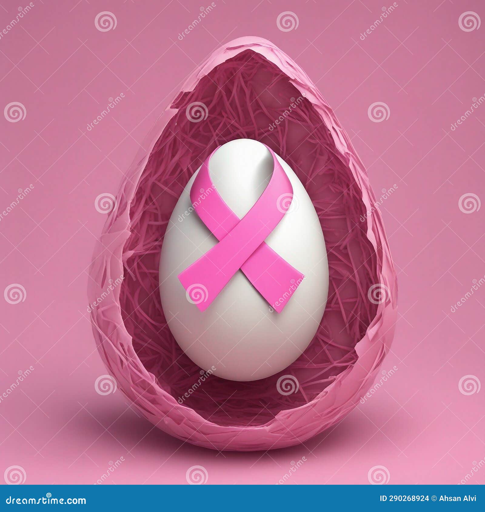 Breast Cancer Pink Ribbon on Egg Image Generated by Ai Stock ...