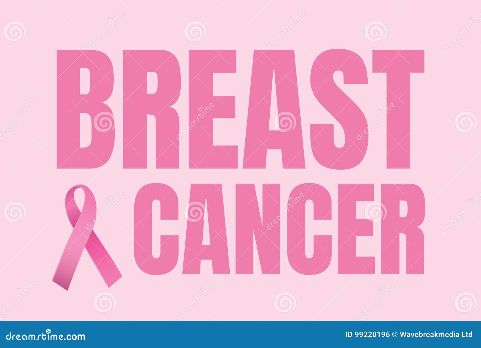 Breast Cancer Text and Pink Ribbon Stock Illustration - Illustration of ...