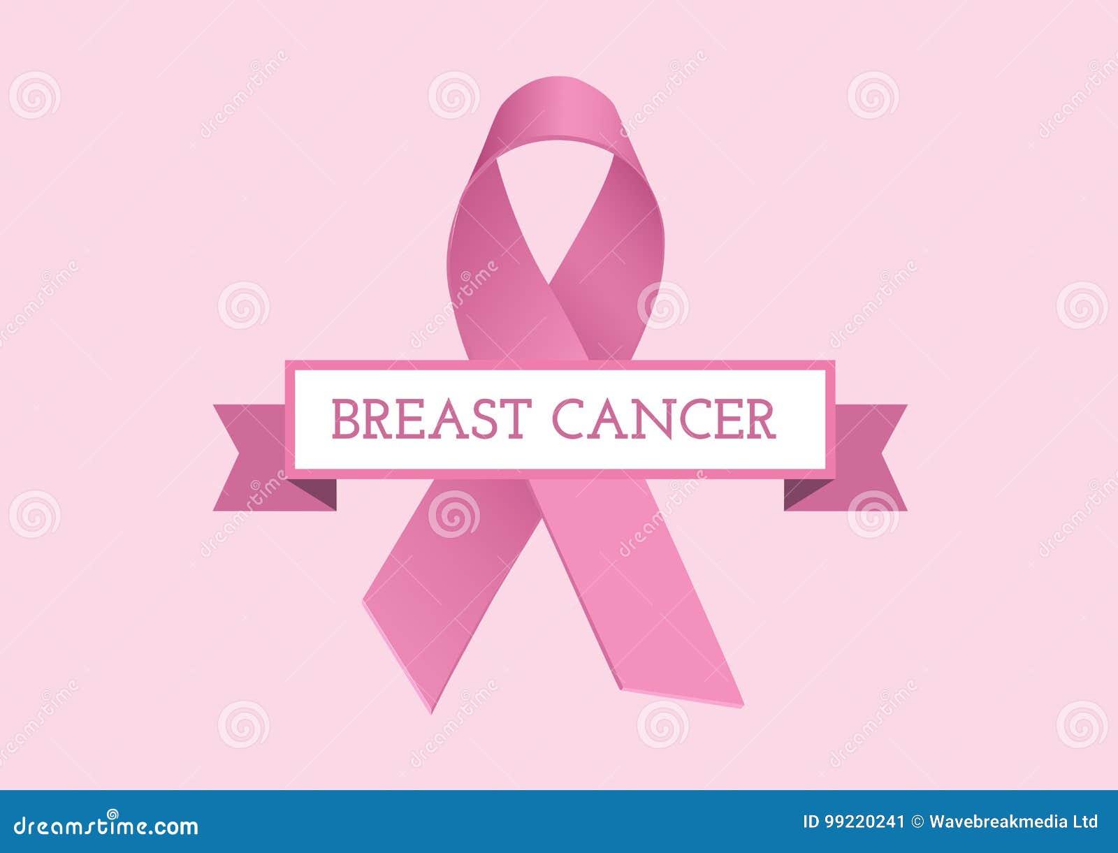 Breast Cancer Text and Pink Ribbon Stock Illustration - Illustration of ...
